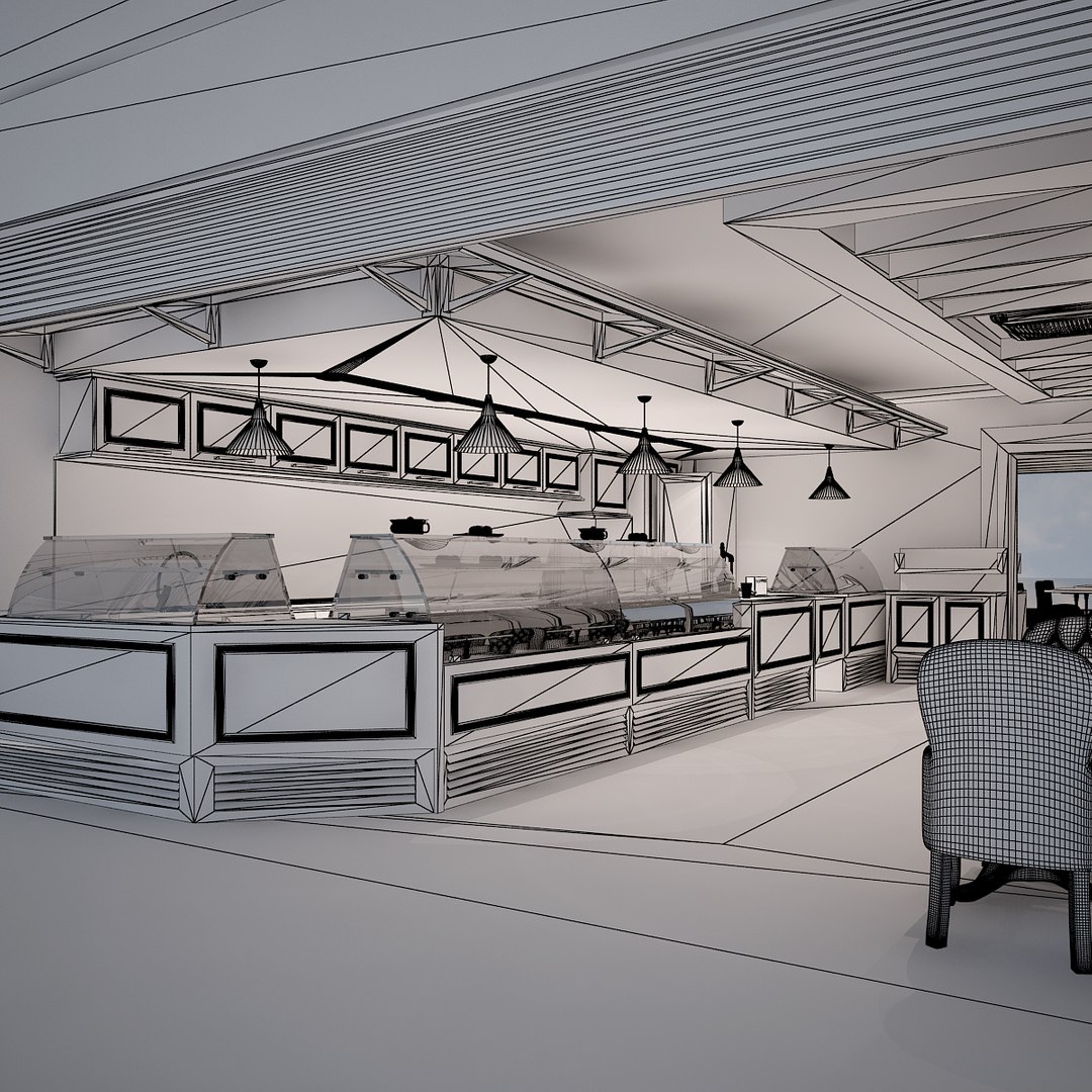 cafe interior 3d max
