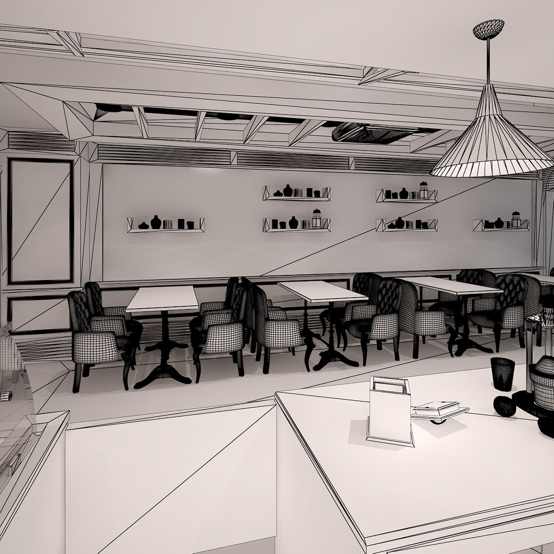 cafe interior 3d max