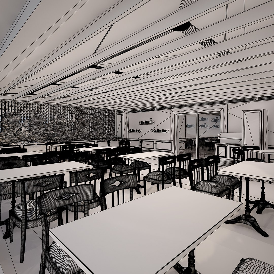 cafe interior 3d max