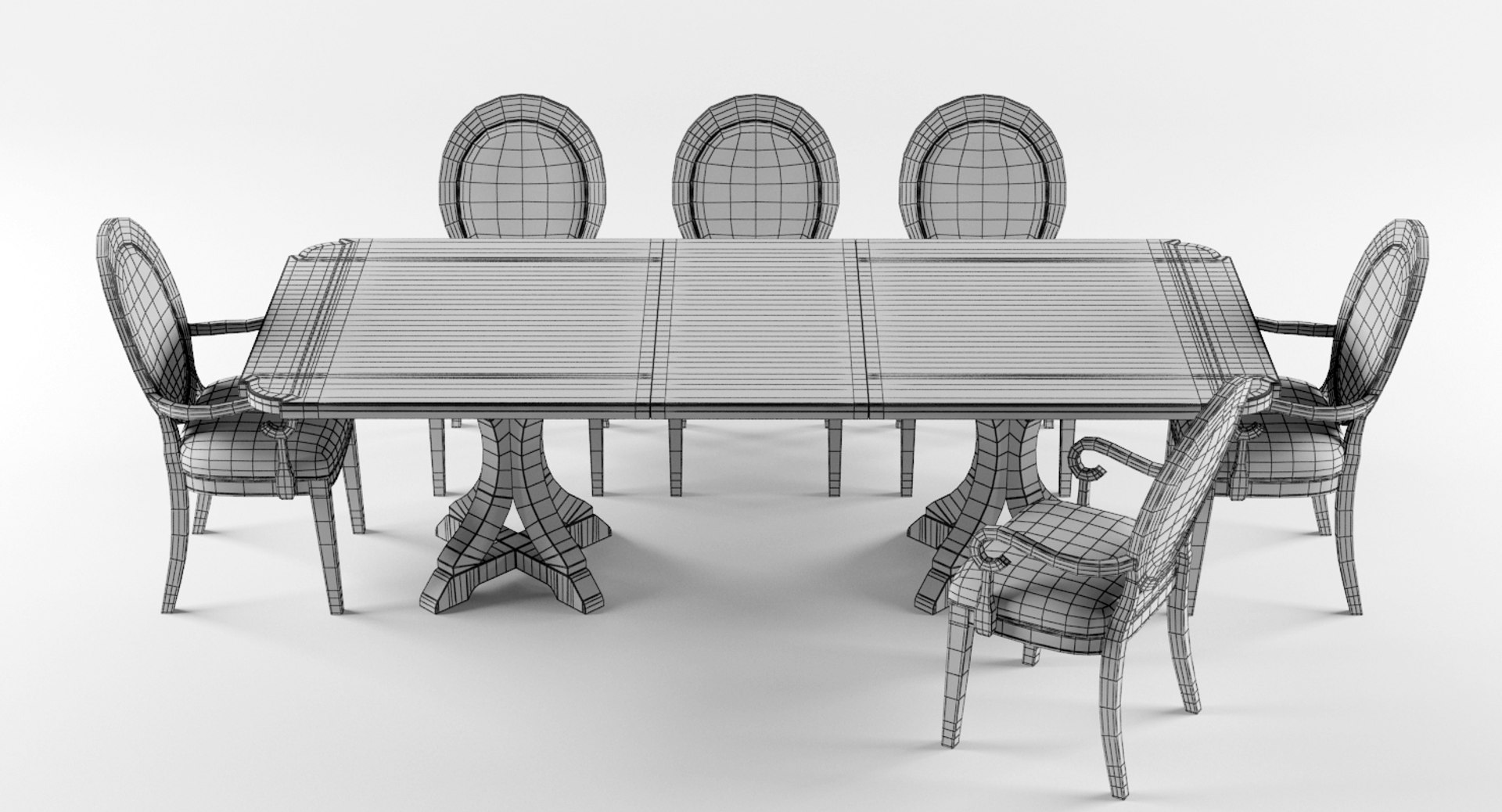 3d Corsica Rectangle Pedestal Dining Table Model