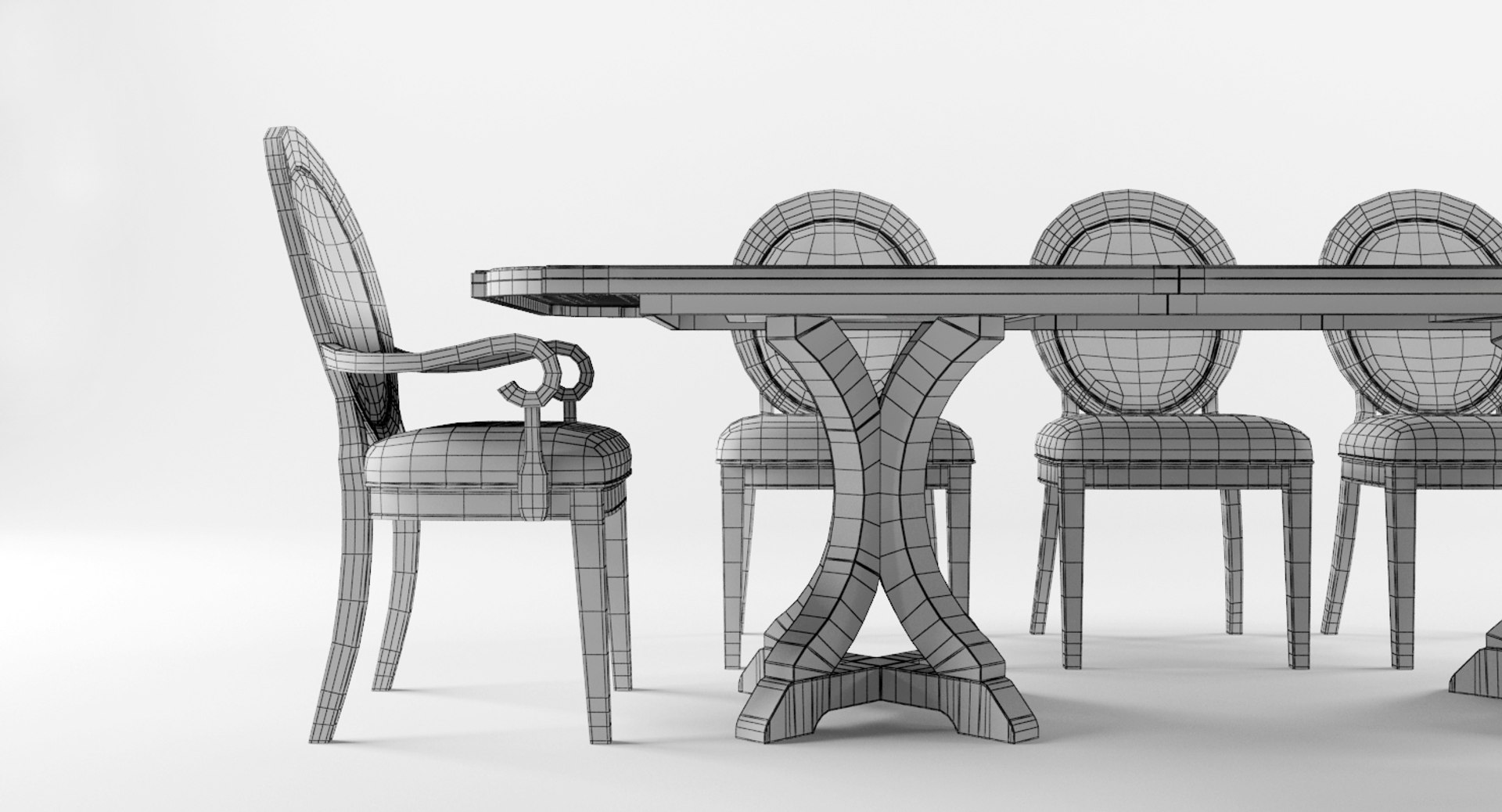 3d Corsica Rectangle Pedestal Dining Table Model