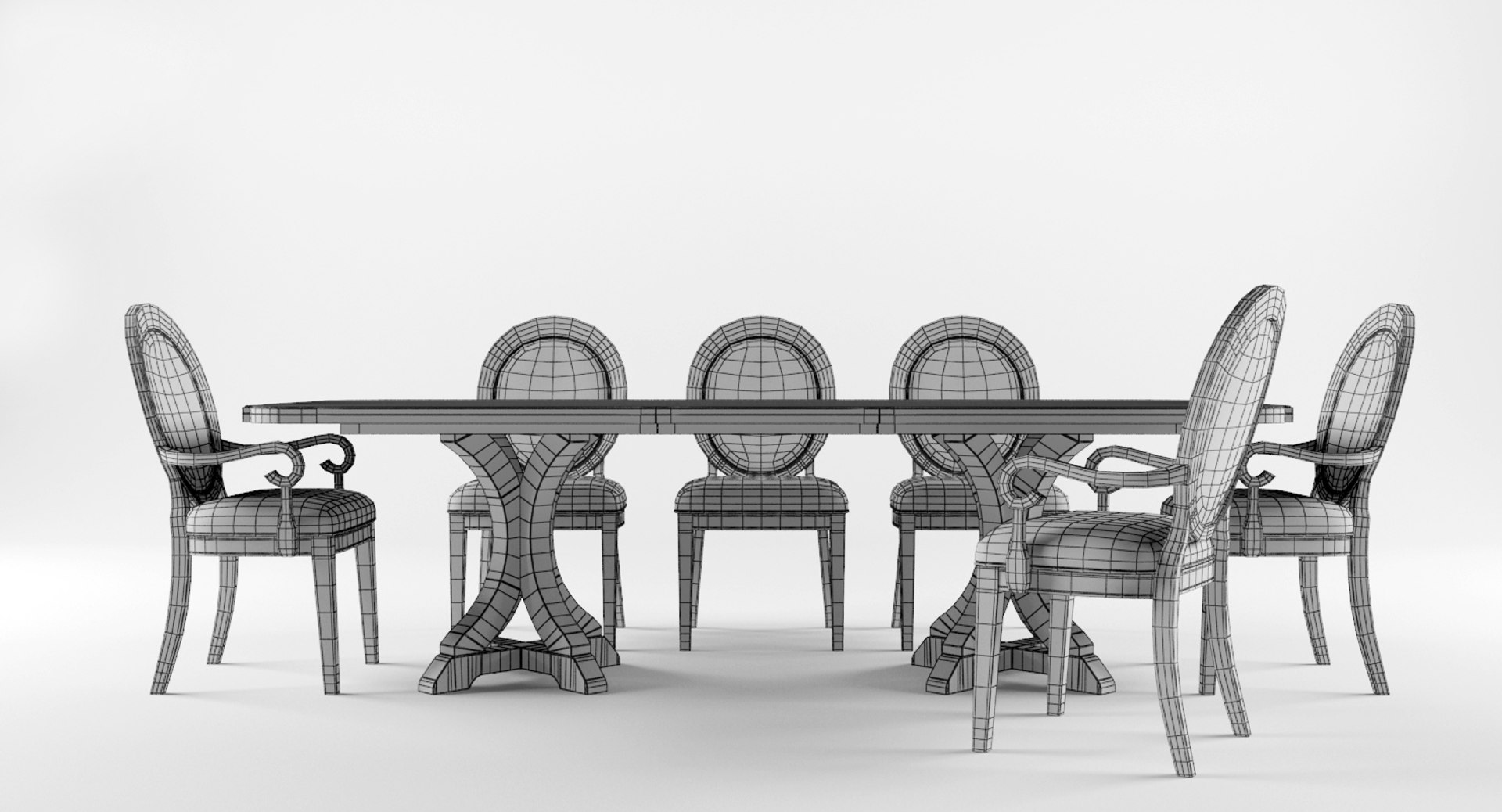 3d Corsica Rectangle Pedestal Dining Table Model