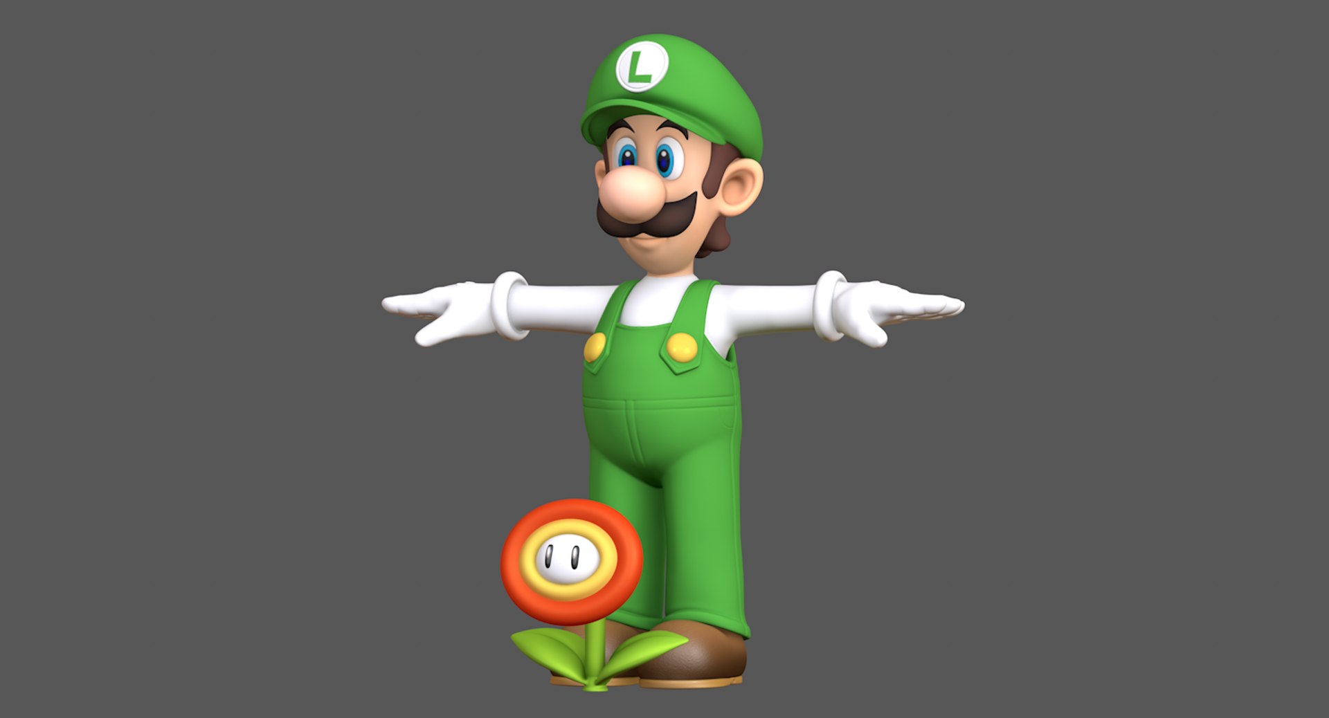 modelo 3d Luigi Fire Flower Super Mario Bros Personaje - TurboSquid 1404577