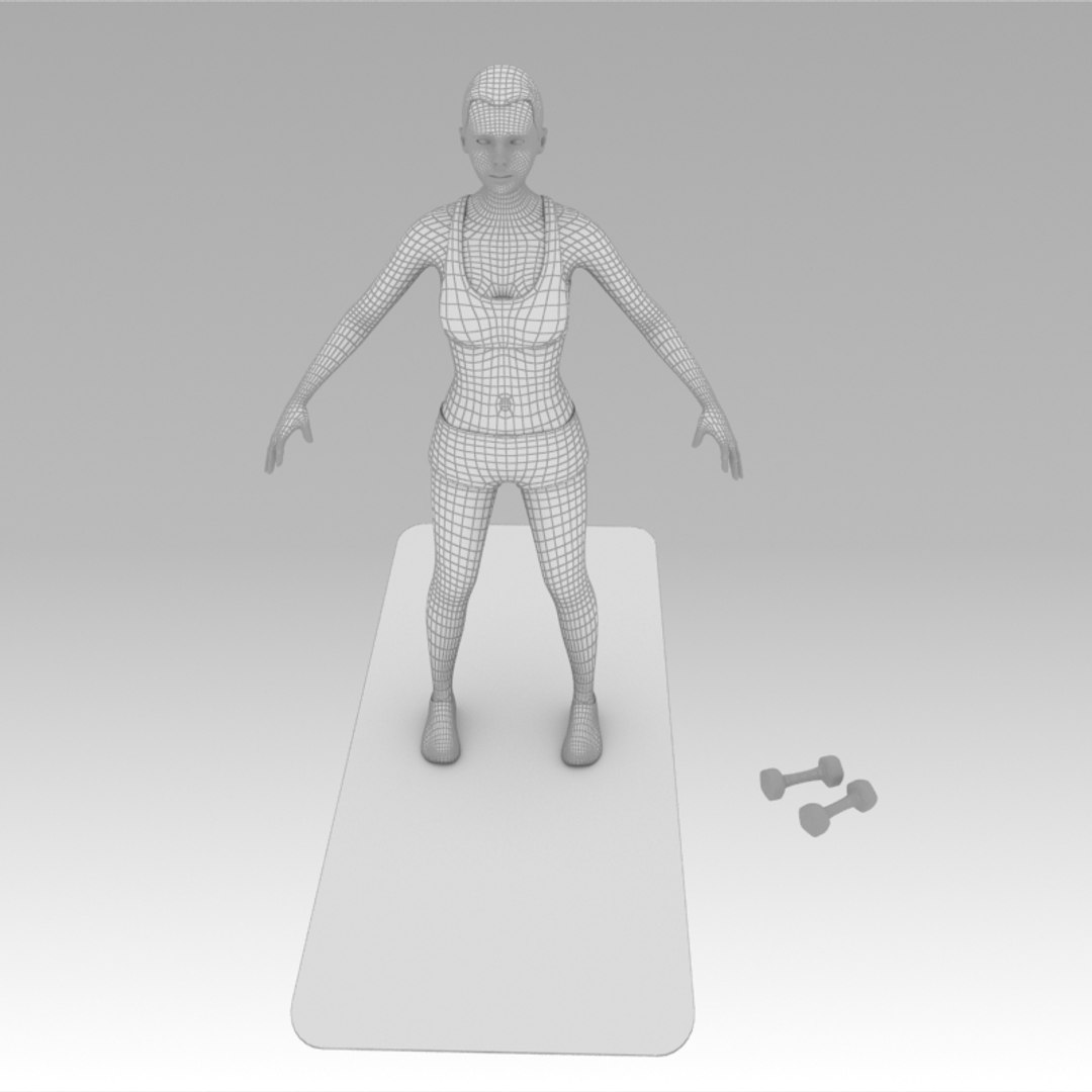 3d gym female fitness character