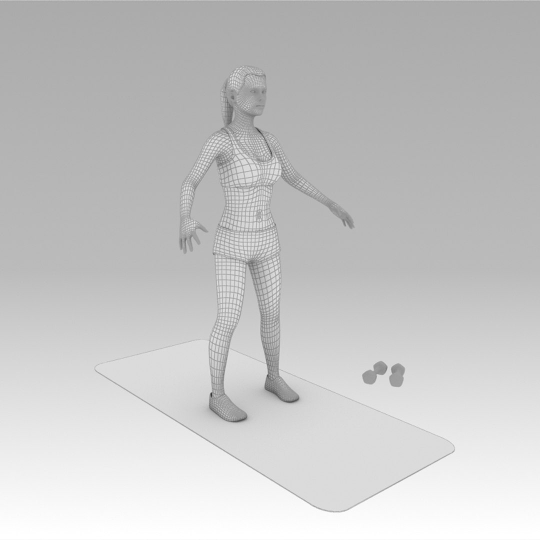 3d gym female fitness character