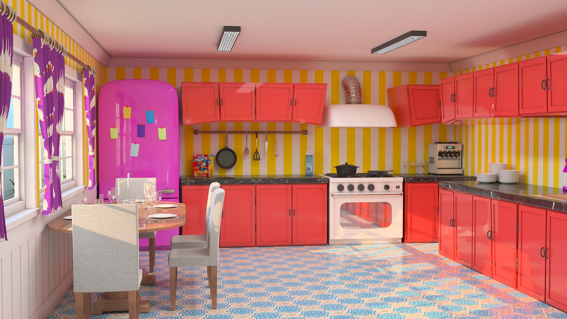 Cartoon Detailed Kitchen 3D Model - TurboSquid 2272783