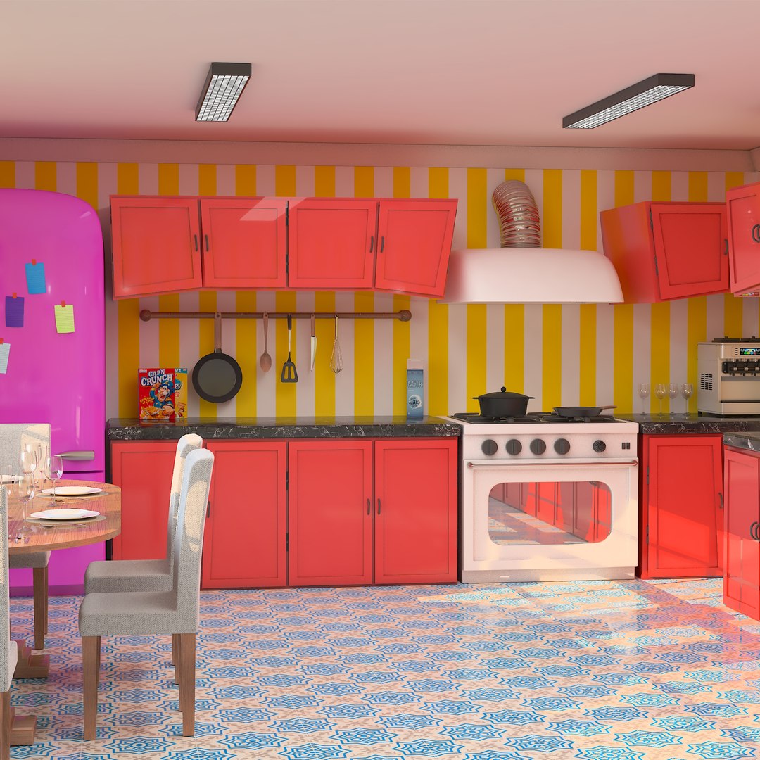 Cartoon Detailed Kitchen 3D Model - TurboSquid 2272783