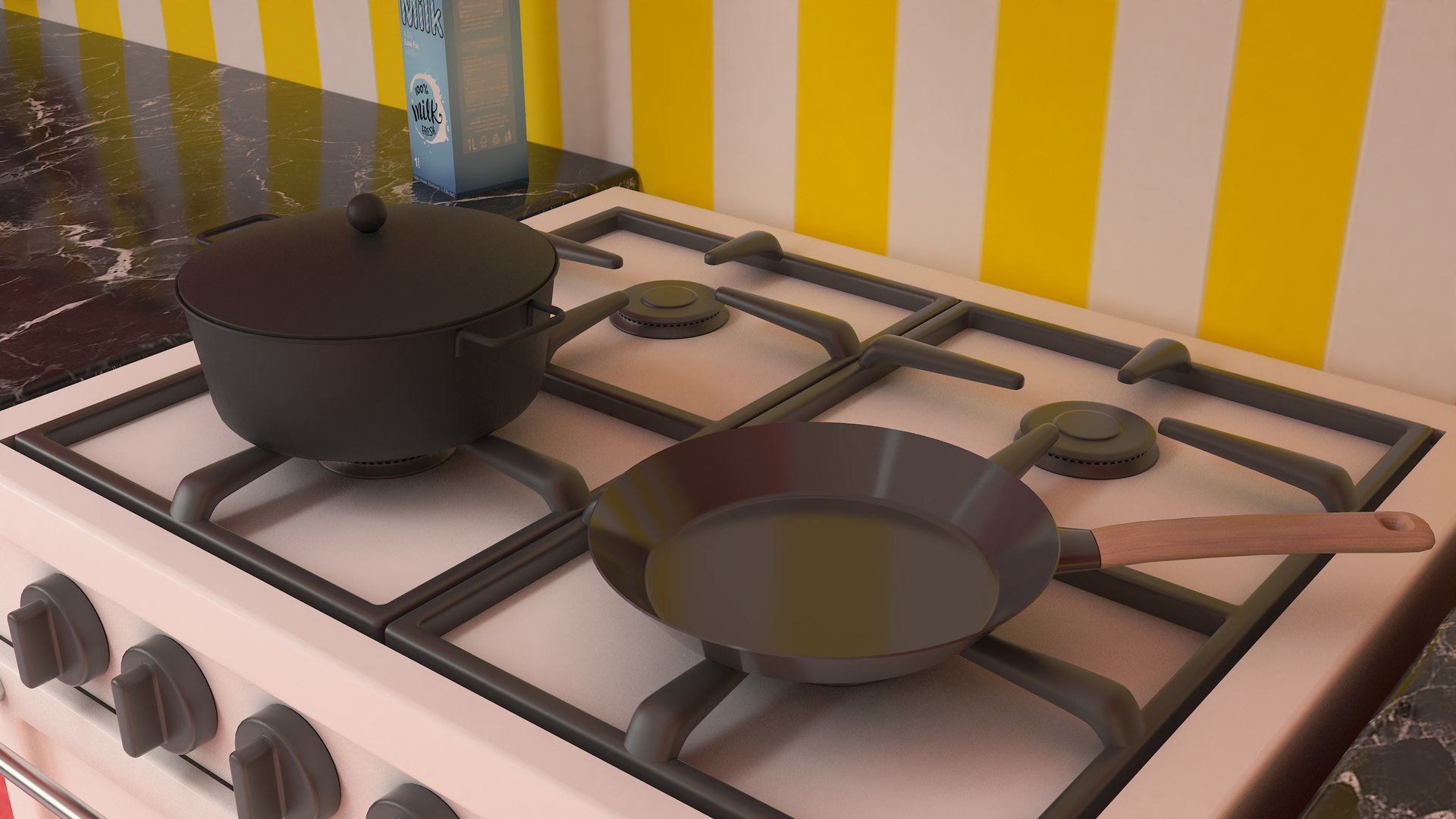 Cartoon Detailed Kitchen 3D Model - TurboSquid 2272783