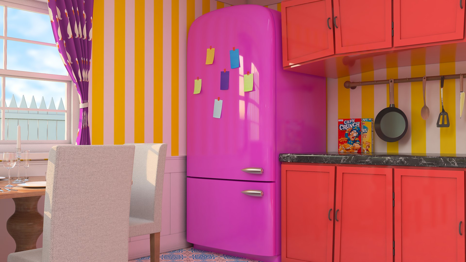 Cartoon Detailed Kitchen 3D Model - TurboSquid 2272783