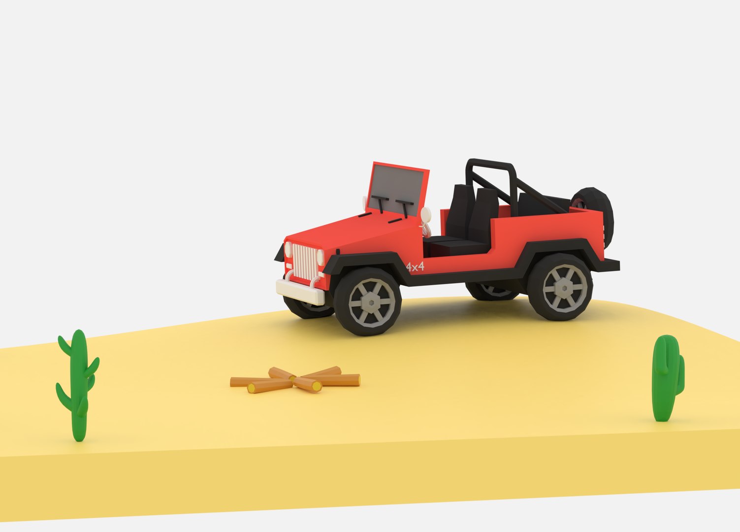 3D Cartoon Jeep Wrangler Model - TurboSquid 1640215
