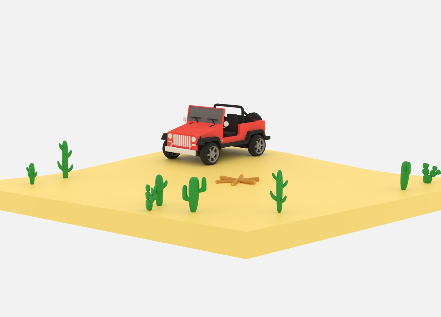 3D Cartoon Jeep Wrangler Model - TurboSquid 1640215