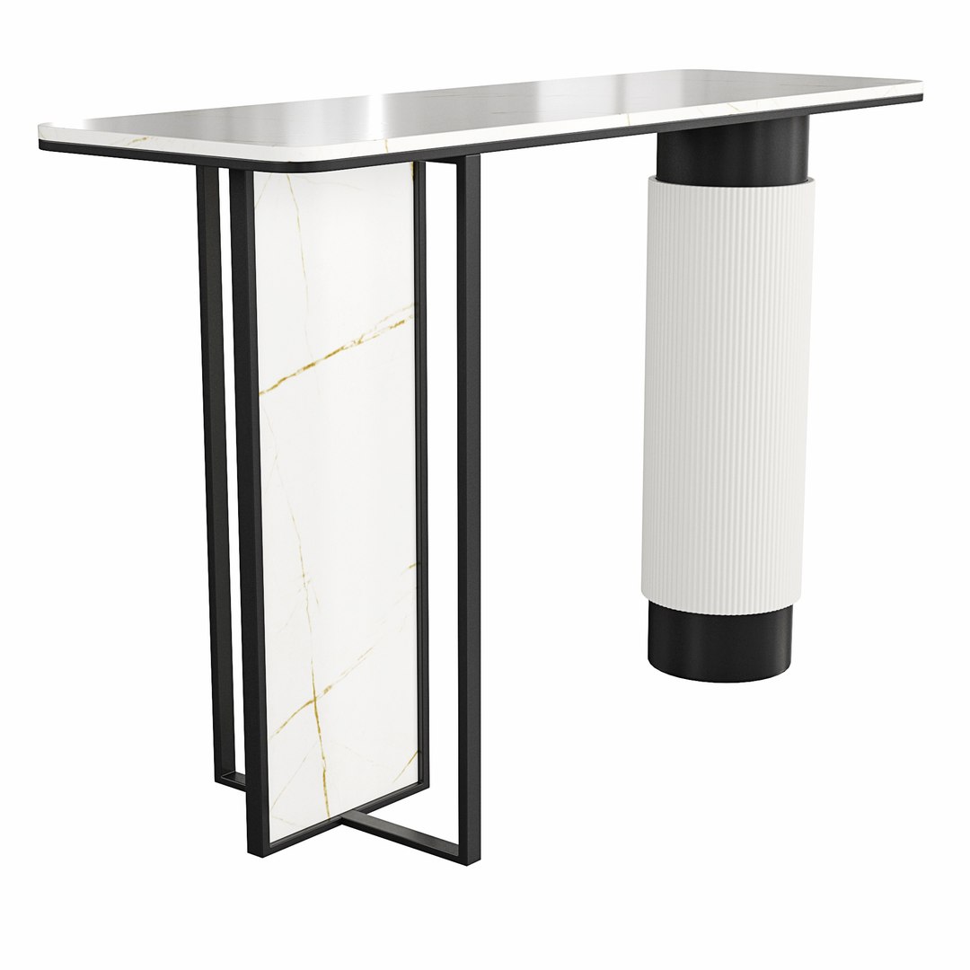 3D Modern Gold Entryway Console Table Stone Top Model - TurboSquid 1845155