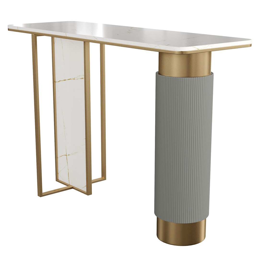 3D Modern Gold Entryway Console Table Stone Top Model - TurboSquid 1845155