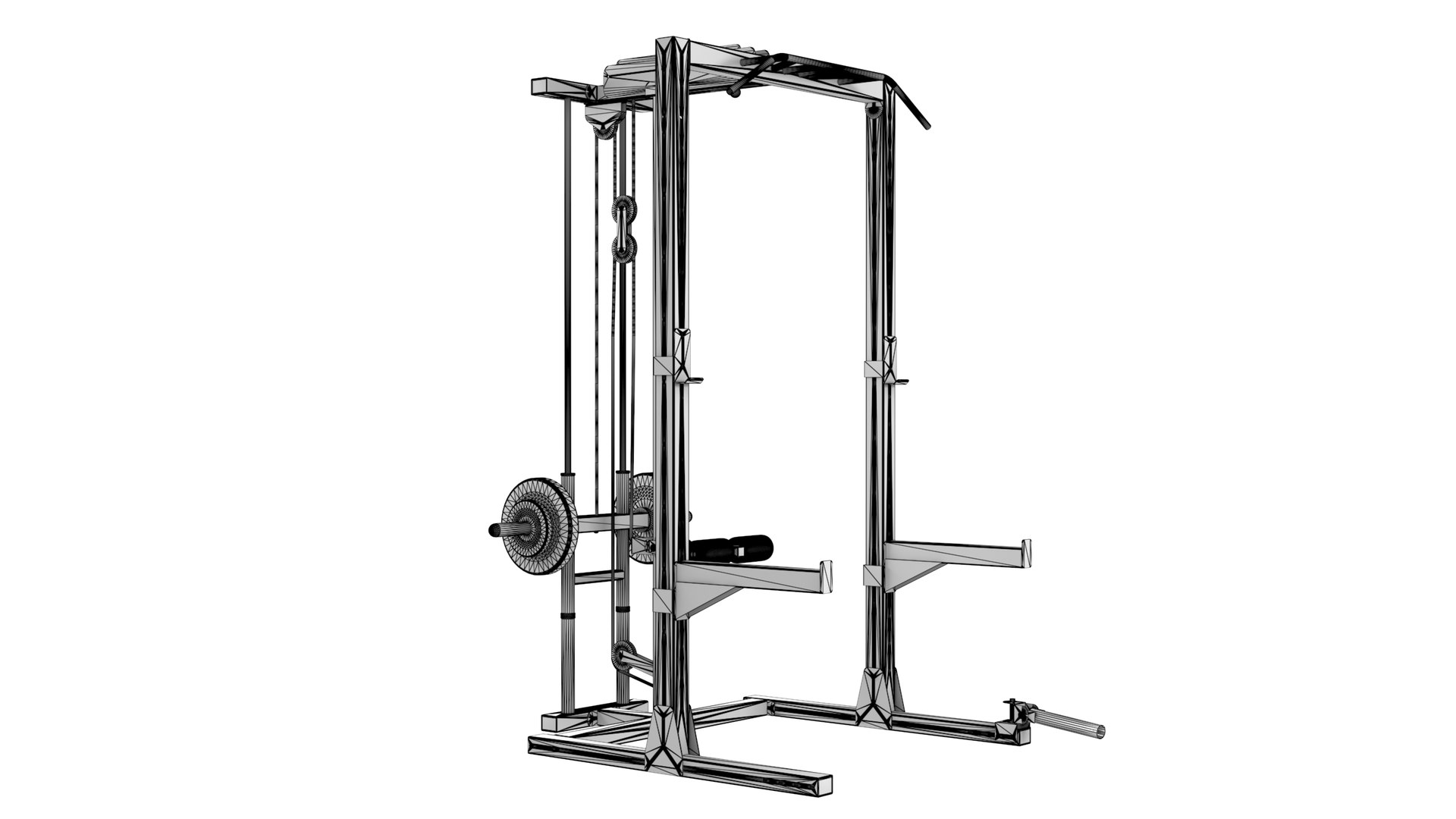3D Smith Machine Power Rack Cable Crossover Multi Function Gym Machine ...