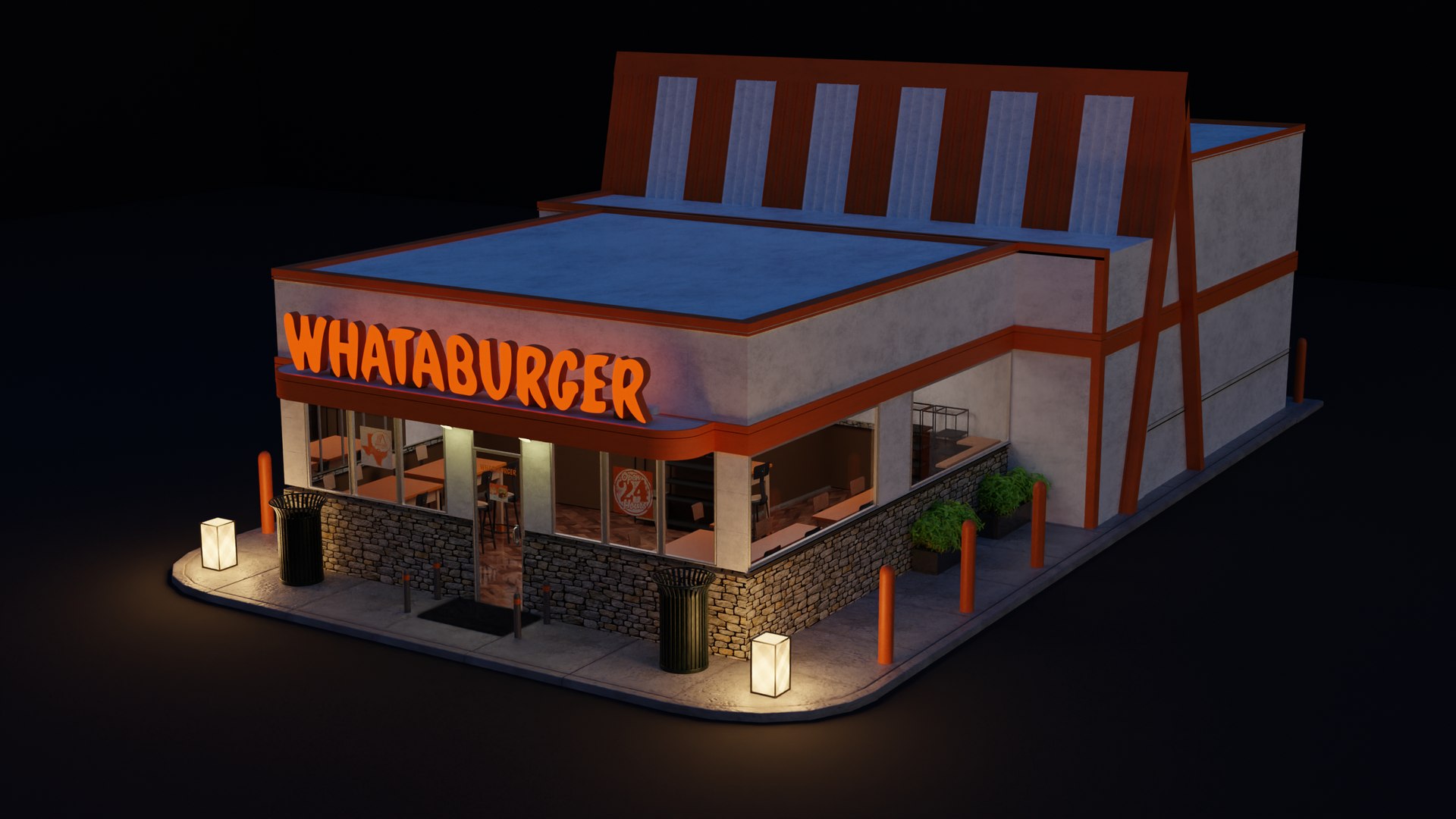 Whataburger Restaurant Building 3D Model - TurboSquid 2216270