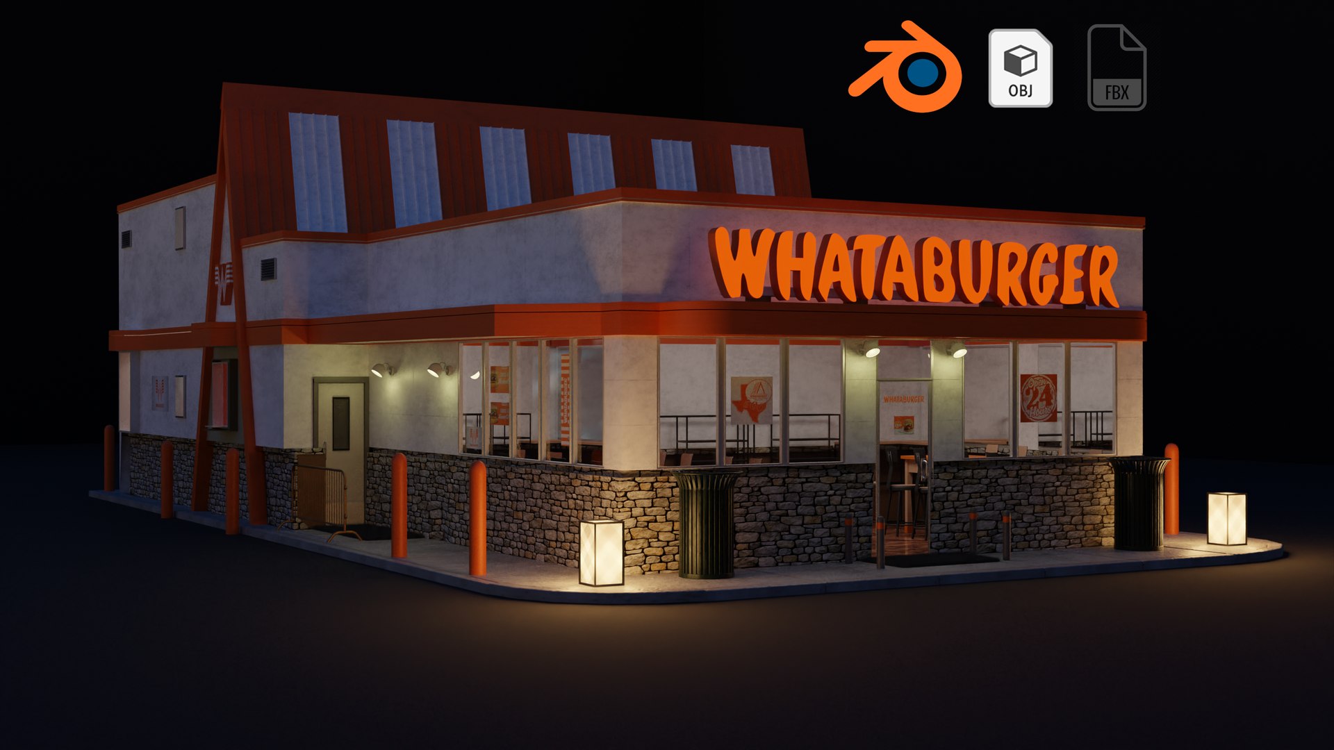 Whataburger Restaurant Building 3D Model - TurboSquid 2216270