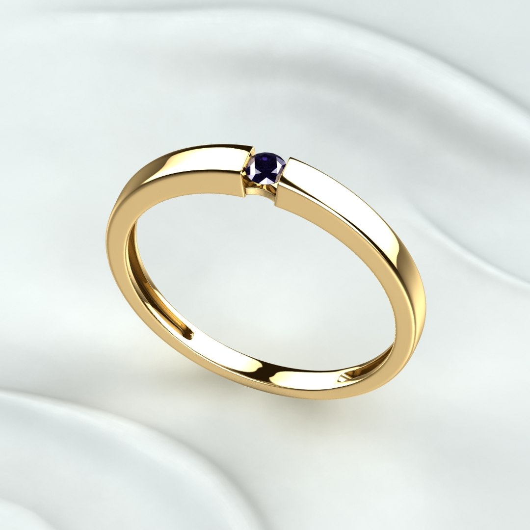 3D Single Diamond Fashion Gold Ring Model - TurboSquid 1885790