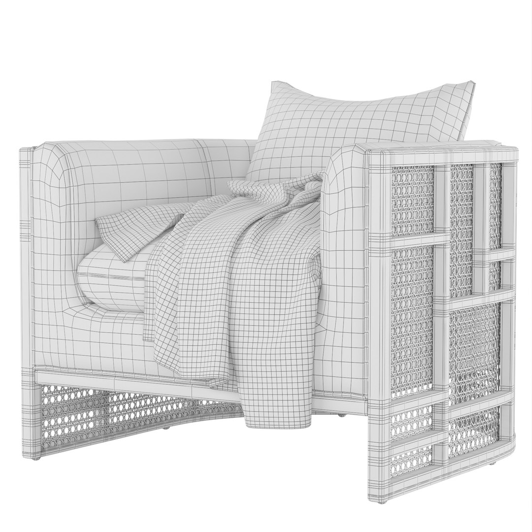 3D Upholstered Grid Back Chair Model - TurboSquid 2139160