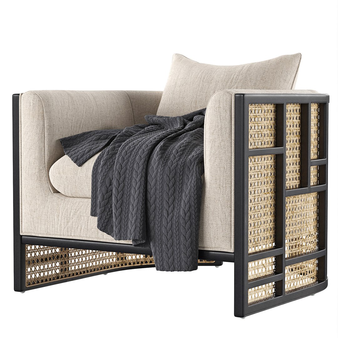 3D Upholstered Grid Back Chair Model - TurboSquid 2139160