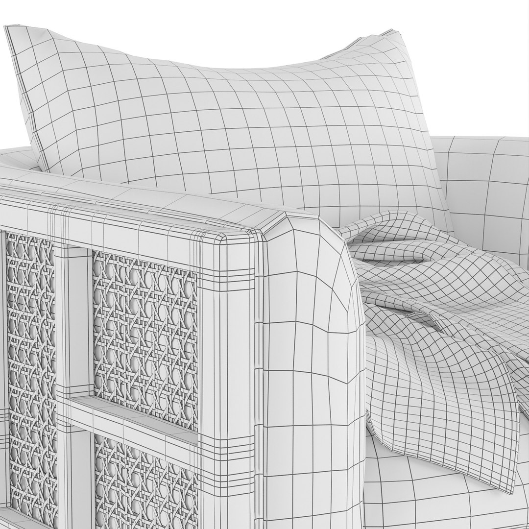 3D Upholstered Grid Back Chair Model - TurboSquid 2139160