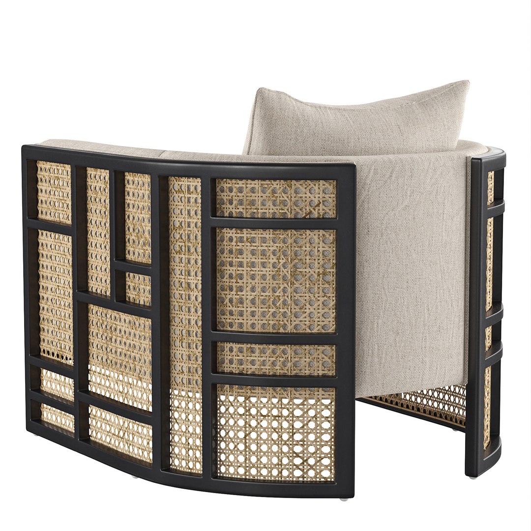 3D Upholstered Grid Back Chair Model - TurboSquid 2139160