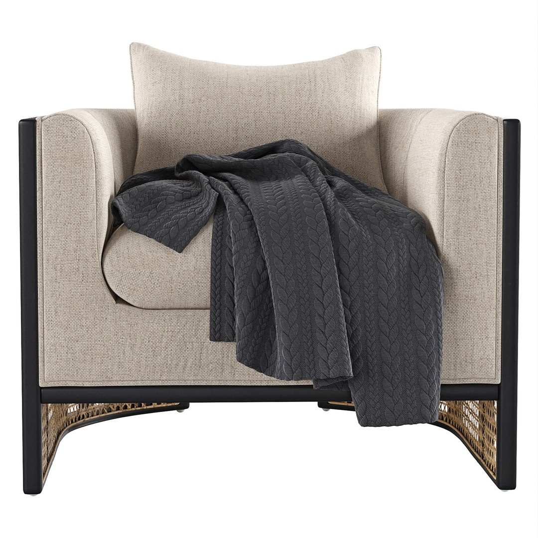 3D Upholstered Grid Back Chair Model - TurboSquid 2139160