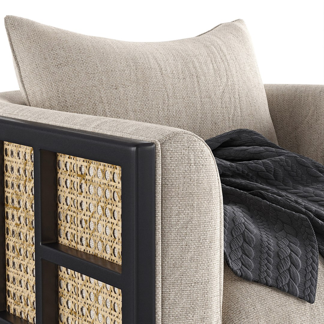 3D Upholstered Grid Back Chair Model - TurboSquid 2139160