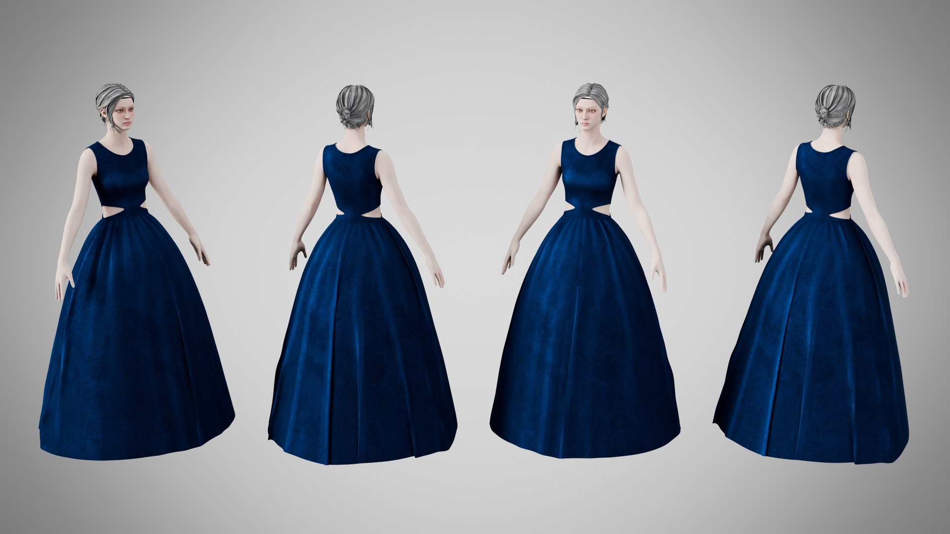 Dress 32 Indigo Velvet 3D - TurboSquid 2500202
