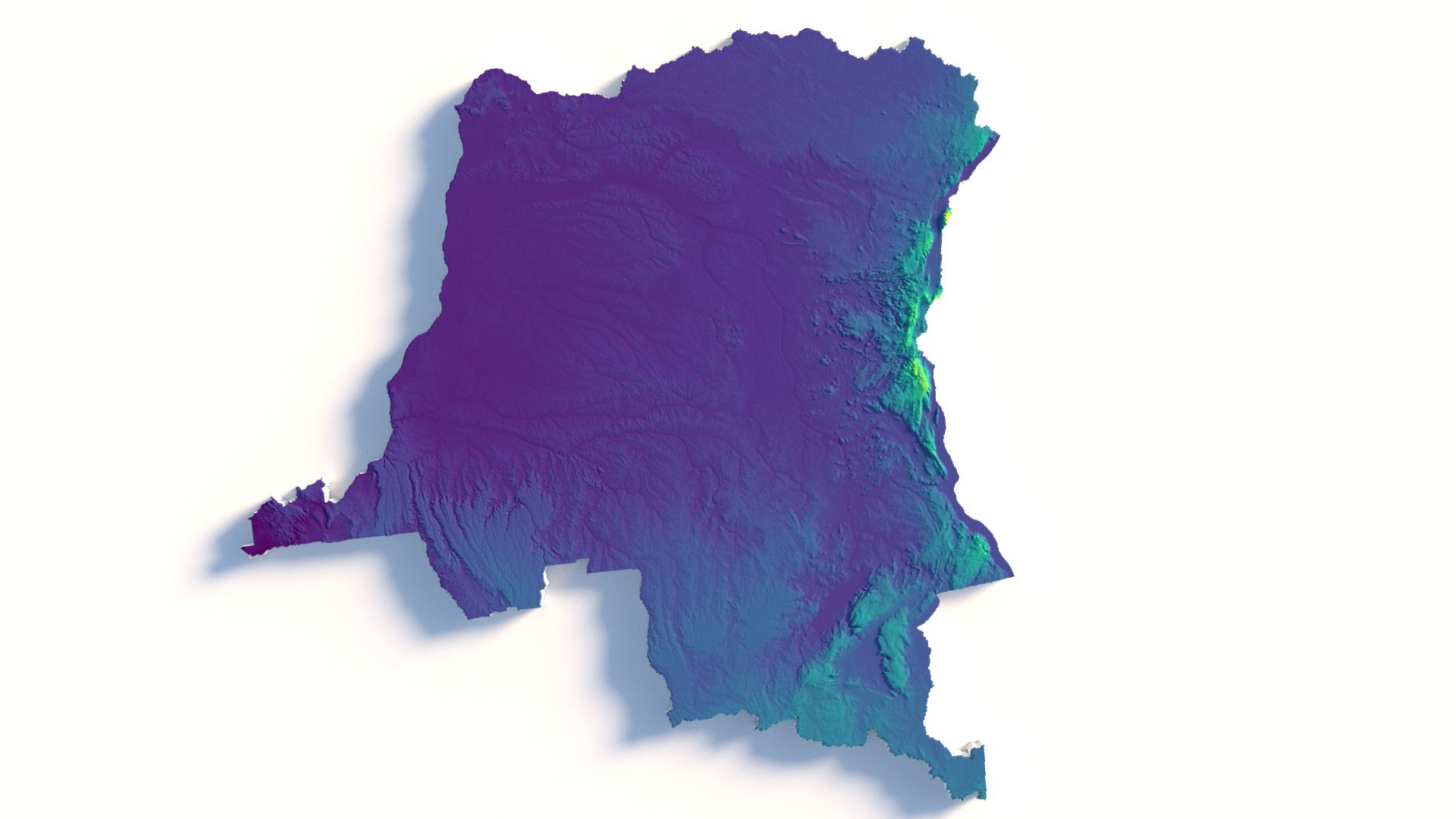 3D Model Congo Democratic Republic Terrain Map - TurboSquid 2336002