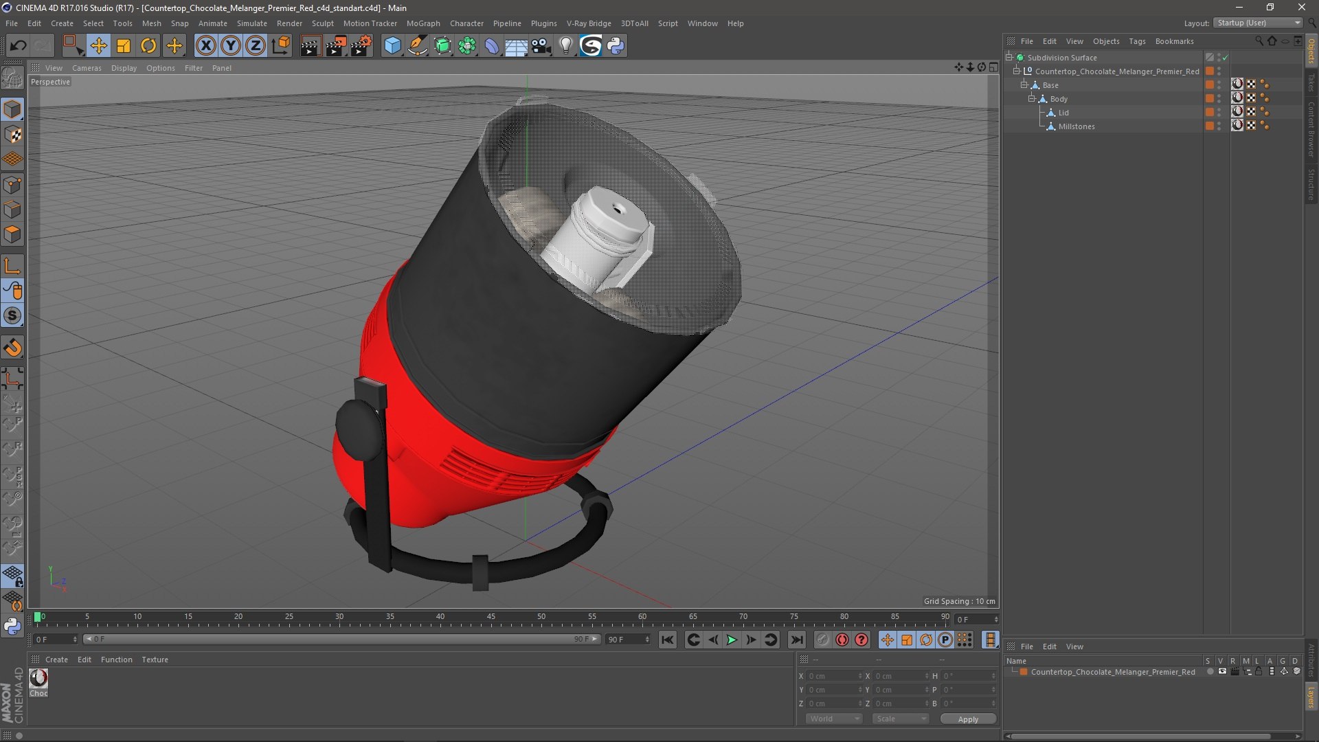 Countertop Chocolate Melanger Premier Red 3D Model - TurboSquid 2222851