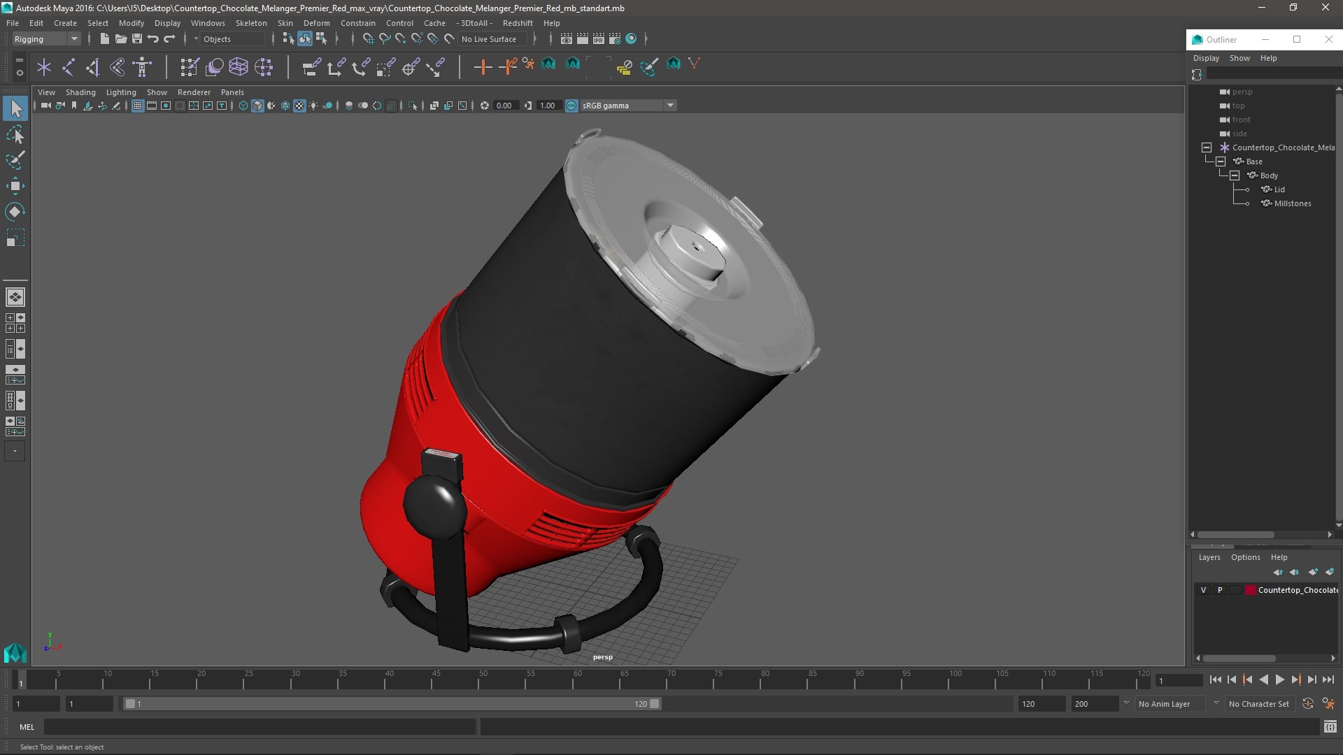Countertop Chocolate Melanger Premier Red 3D Model - TurboSquid 2222851