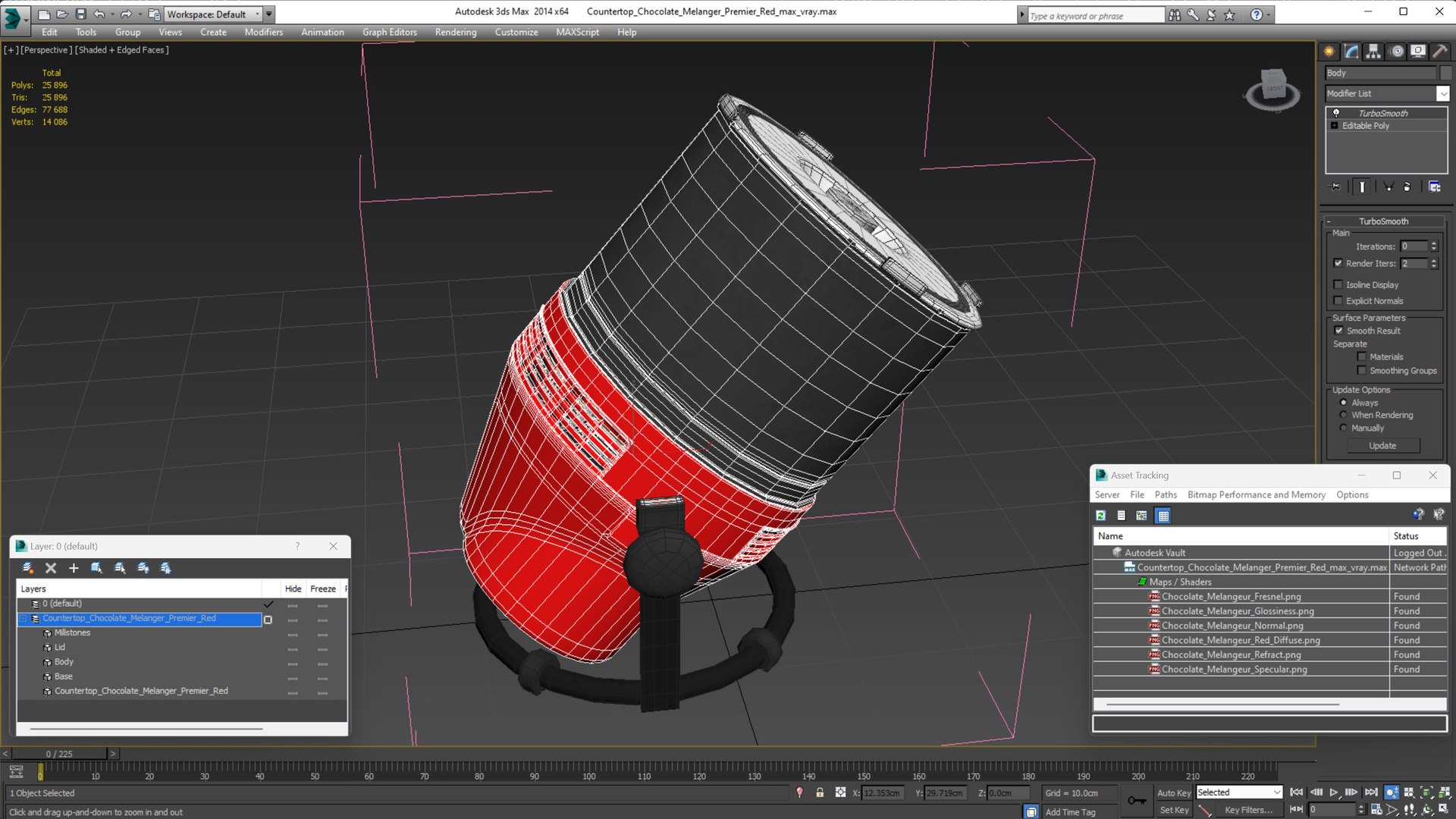 Countertop Chocolate Melanger Premier Red 3D Model - TurboSquid 2222851