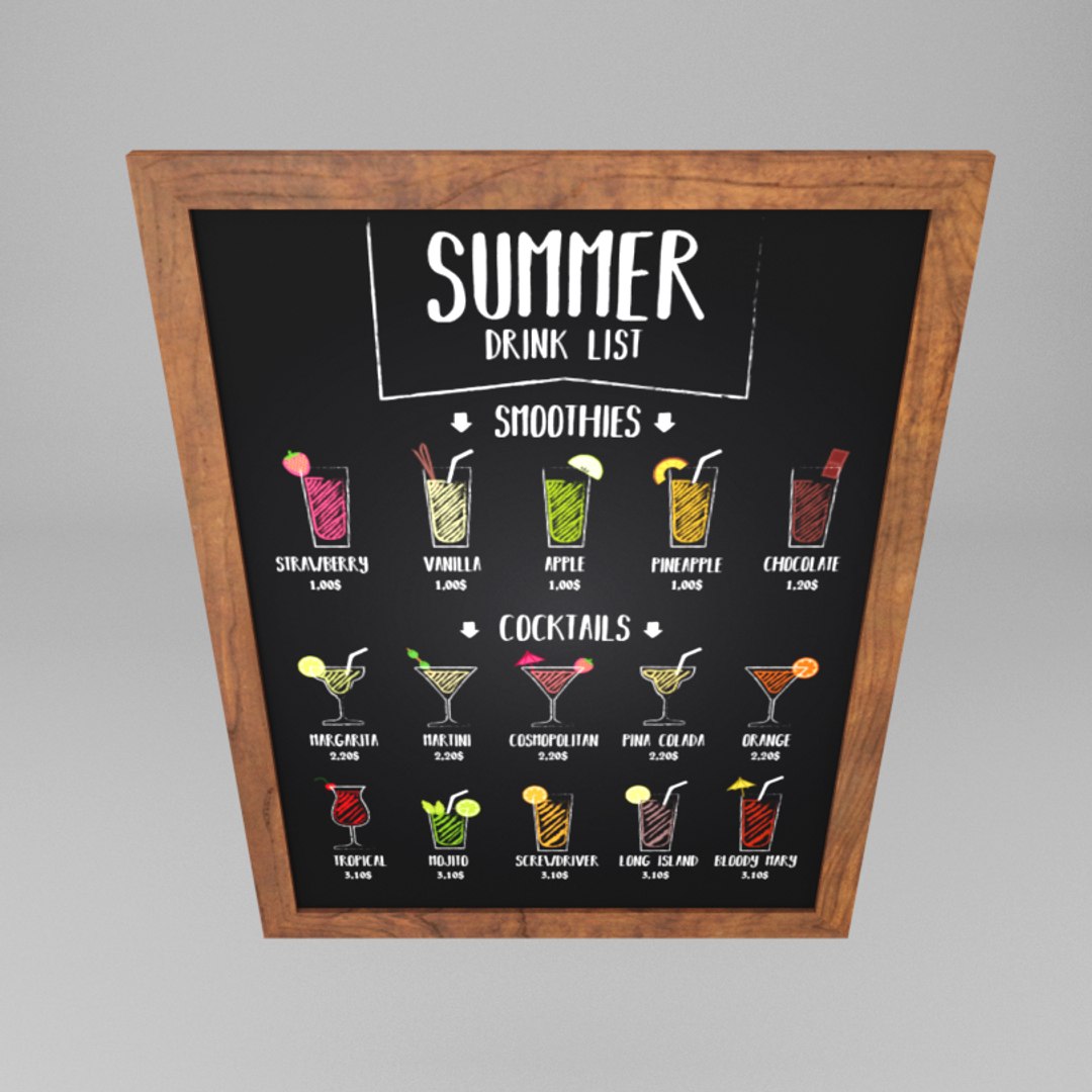 Restaurant Menu Board 3d Model