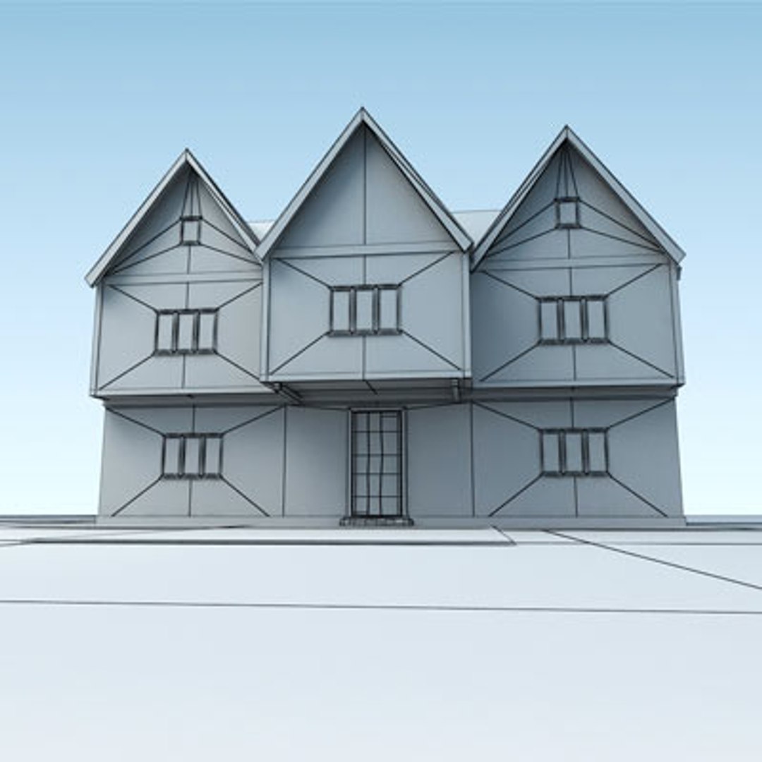 3d model small town house building