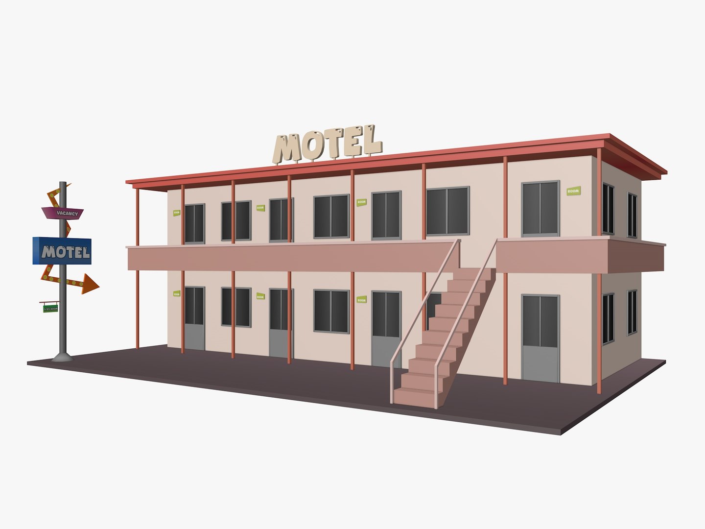 3D Cartoon Motel Model - TurboSquid 2224428