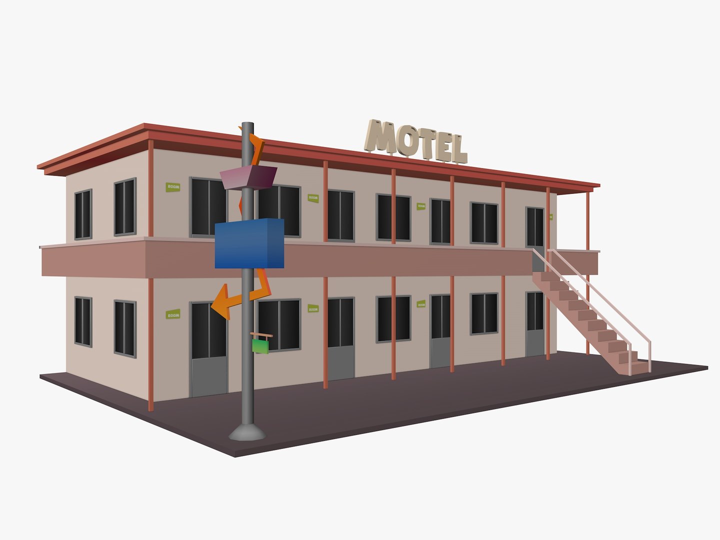 3D Cartoon Motel Model - TurboSquid 2224428