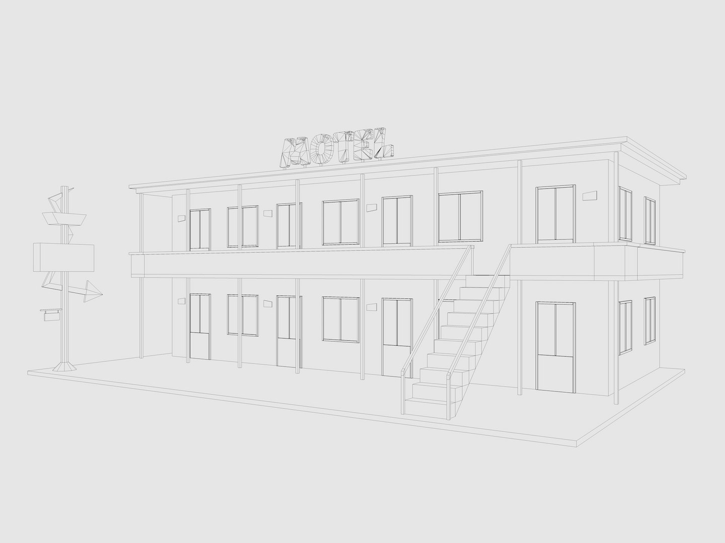 3D Cartoon Motel Model - TurboSquid 2224428