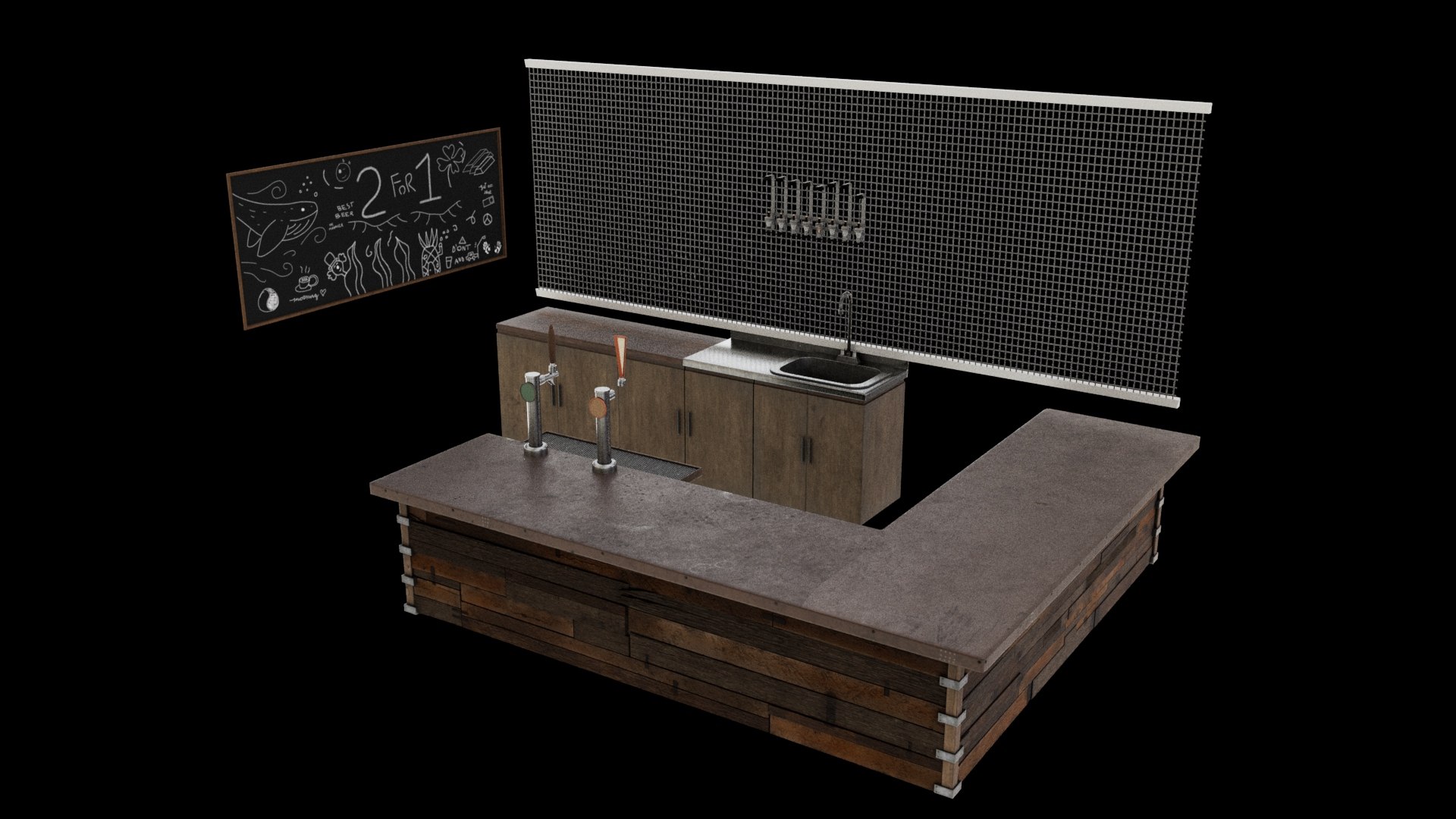 3D Bar Counter - TurboSquid 2086302