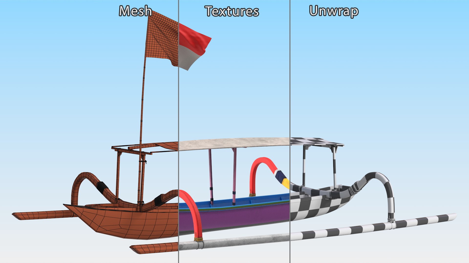 Jukung Boat Colorful 3D model - TurboSquid 2161299