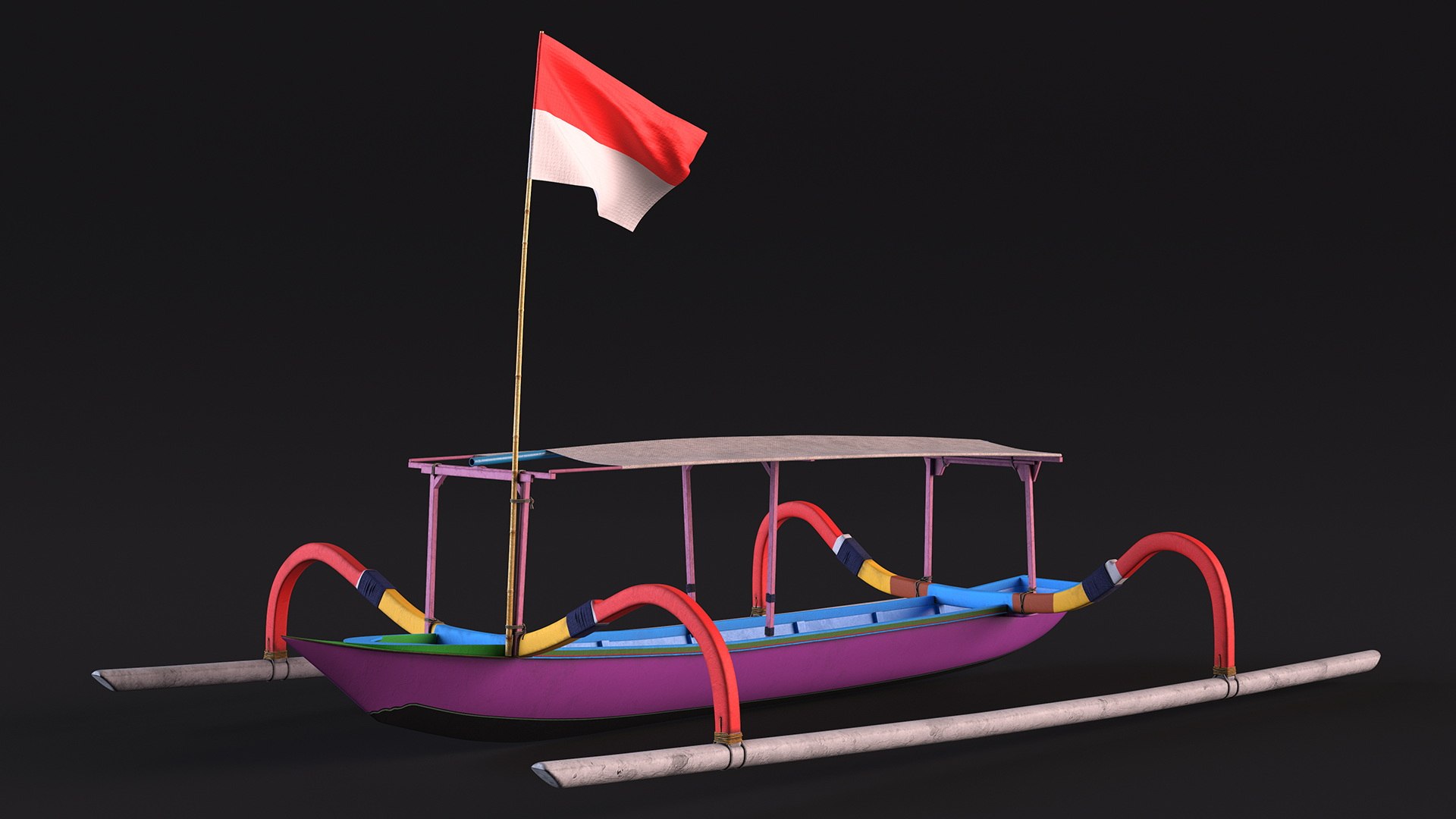 Jukung Boat Colorful 3D Model - TurboSquid 2161299