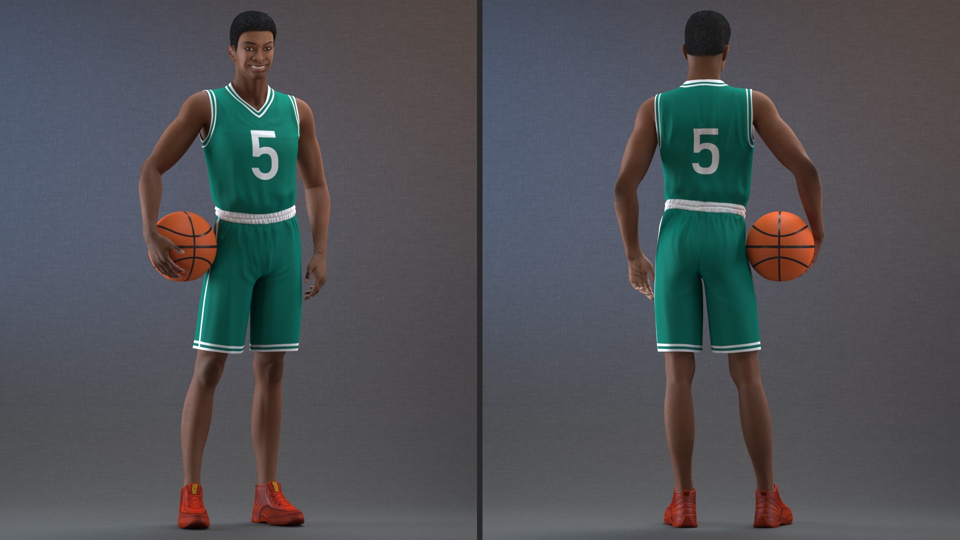 3D Light Skin Teenager Basketball Player Standing Pose - TurboSquid 1764476