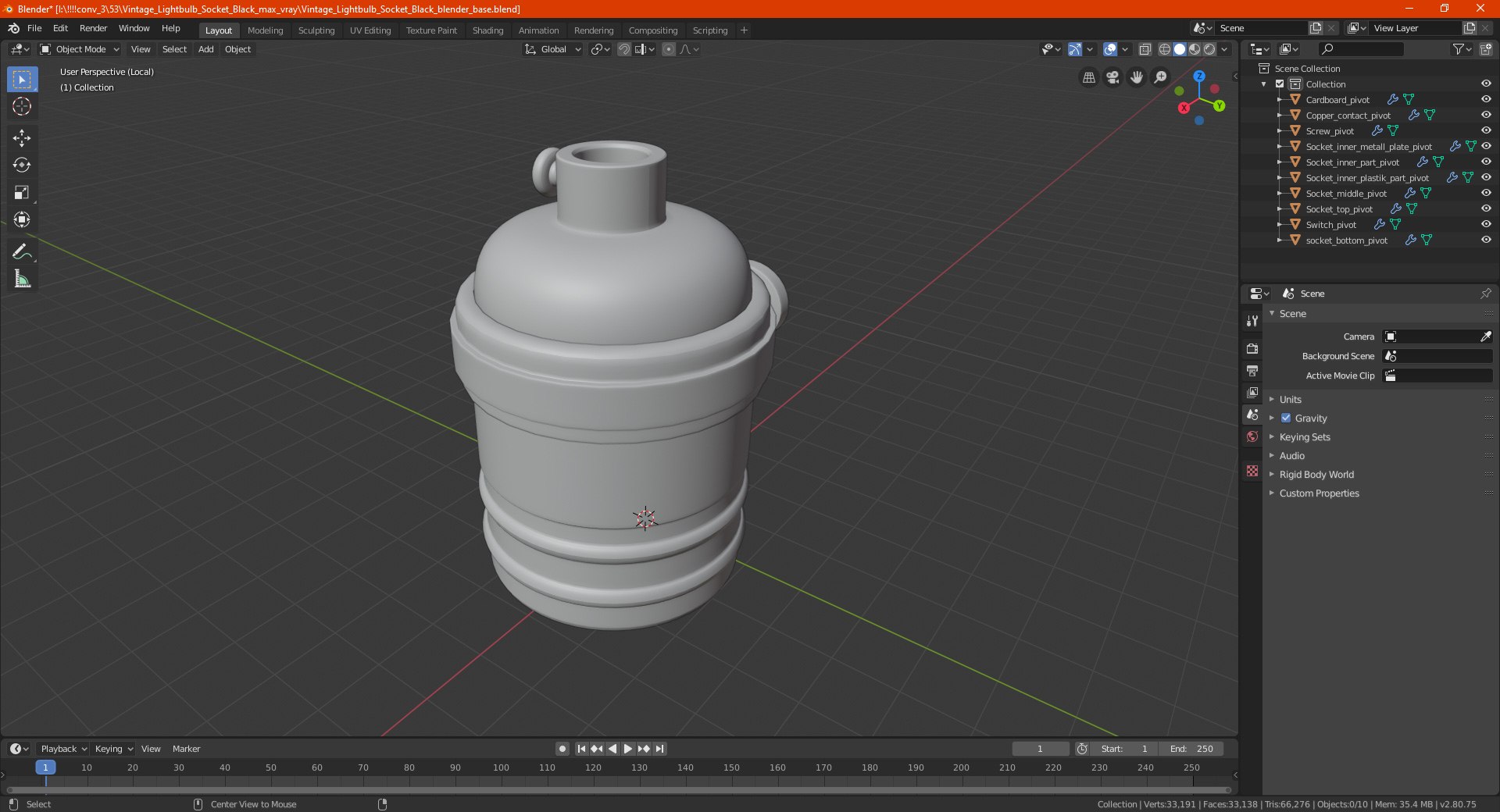 Vintage Lightbulb Socket Brass 3D Model - TurboSquid 1838640