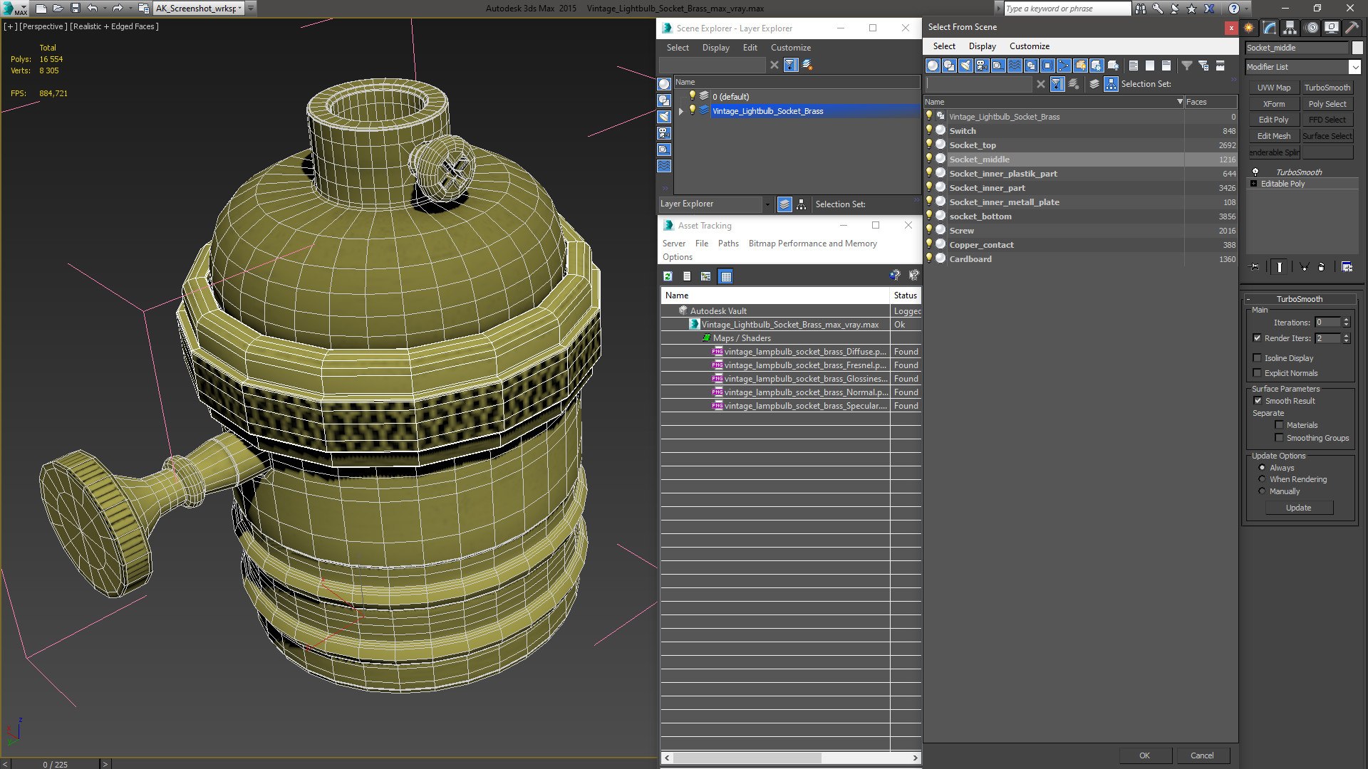 Vintage Lightbulb Socket Brass 3D Model - TurboSquid 1838640