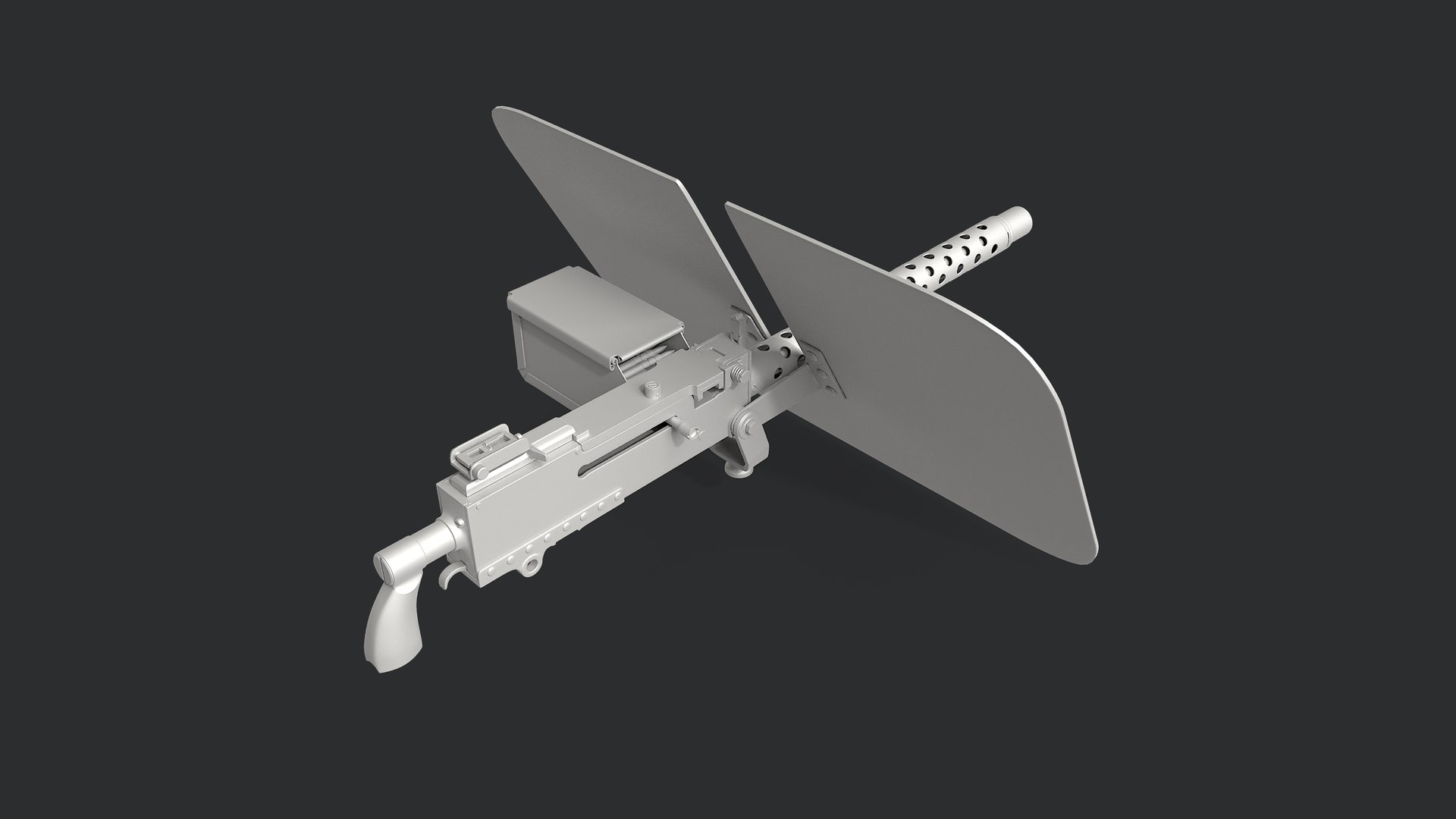 3D M1919 Machine Gun With Shield - TurboSquid 1919072