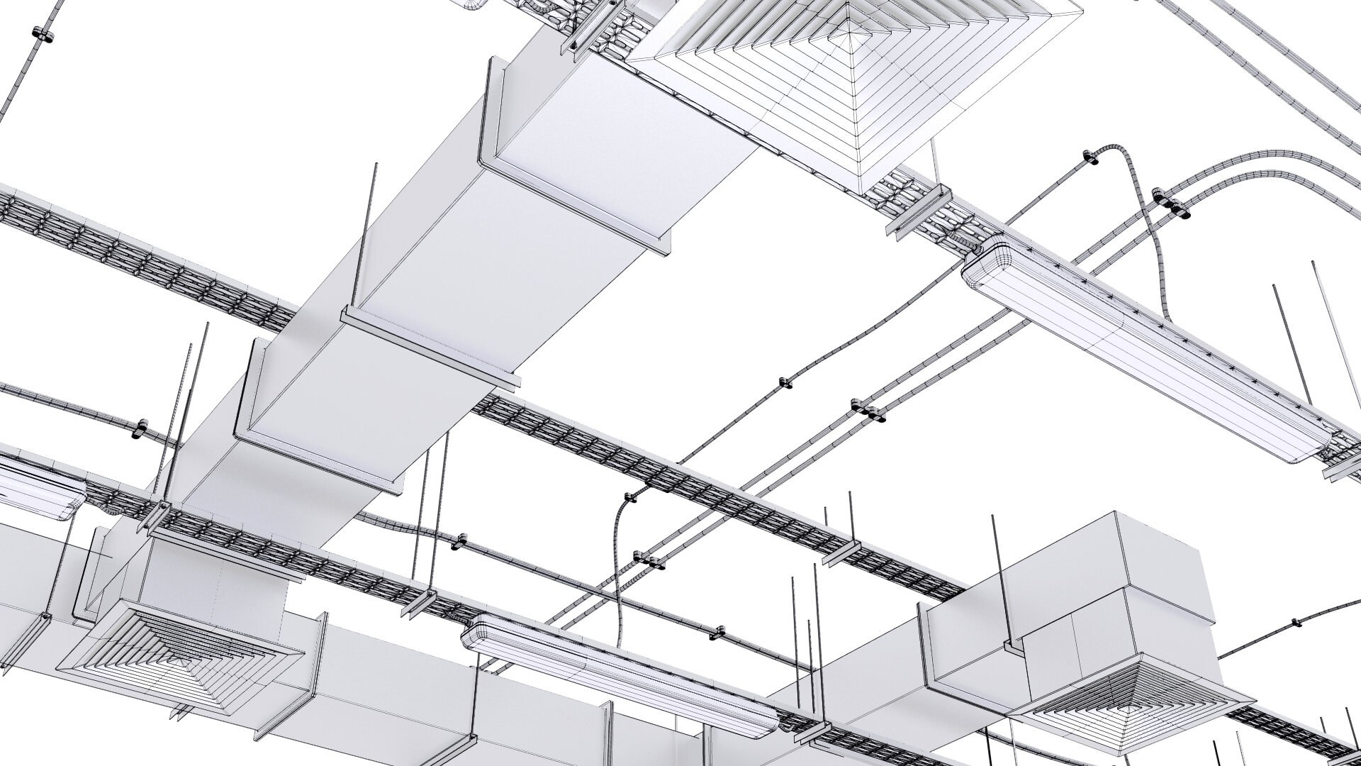 3D Model Industrial Ceiling Duct 7 - TurboSquid 2098180