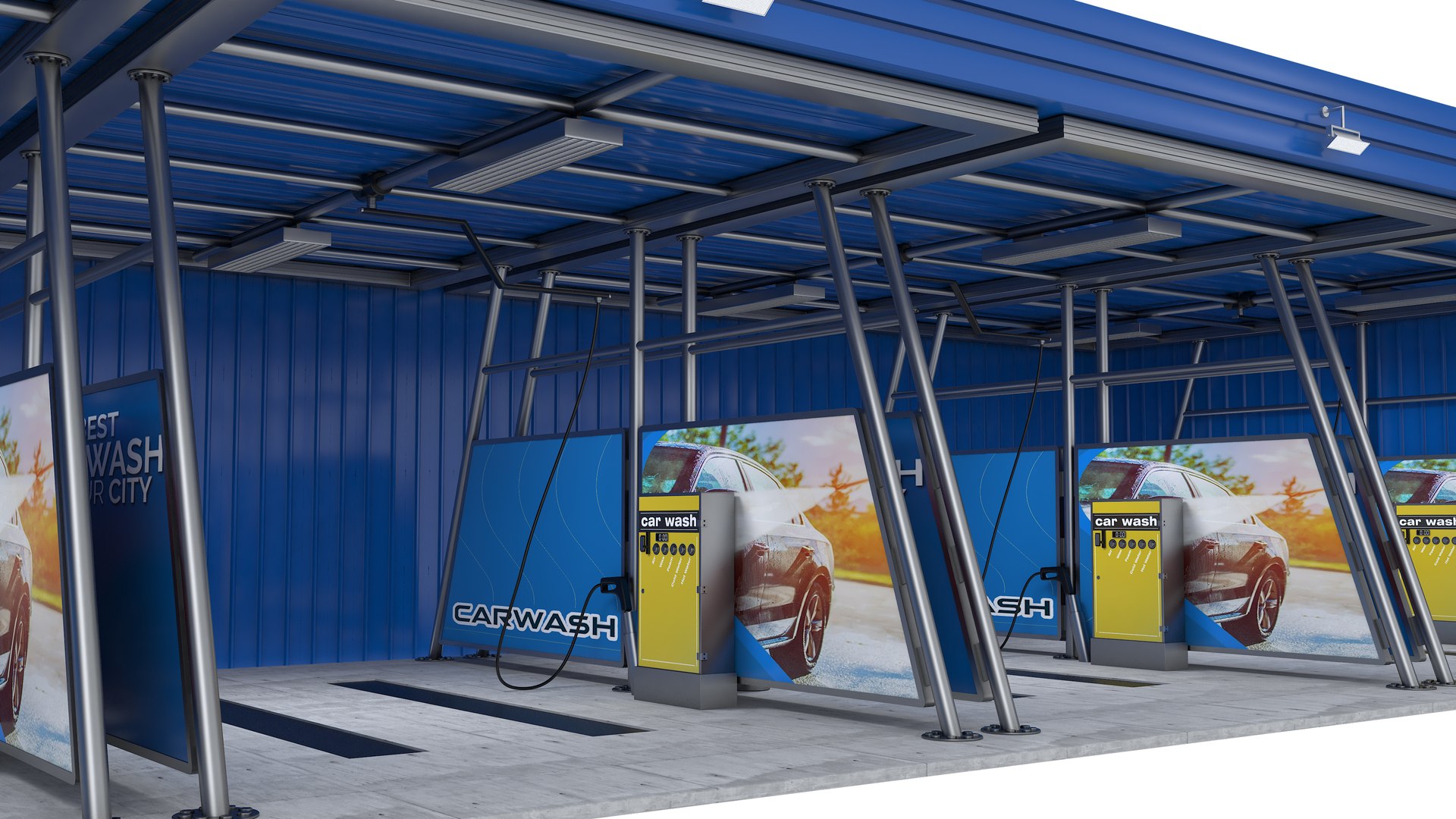 Car Wash Blue Building 3D Model - TurboSquid 2275487