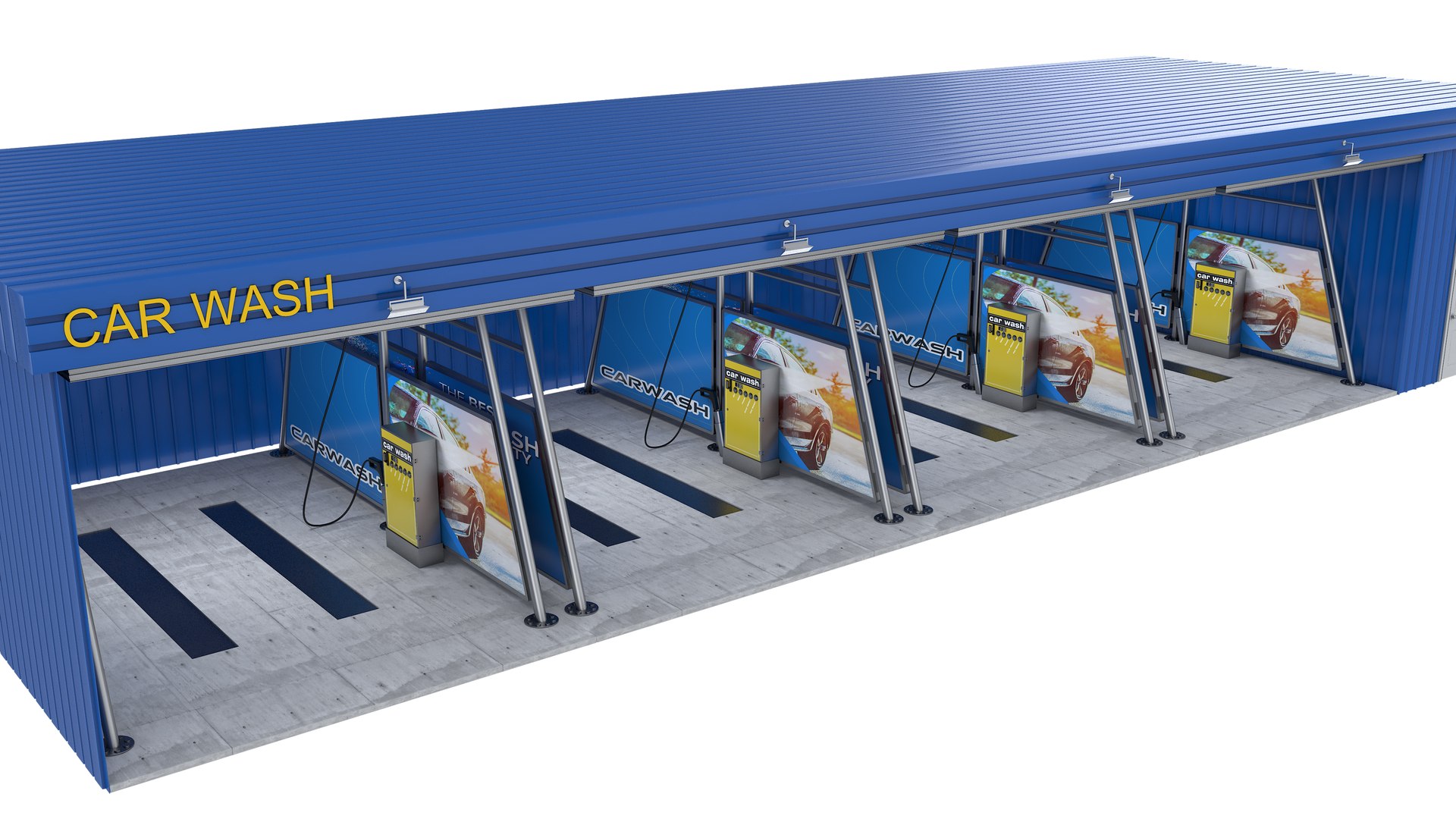 Car Wash Blue Building 3D Model - TurboSquid 2275487