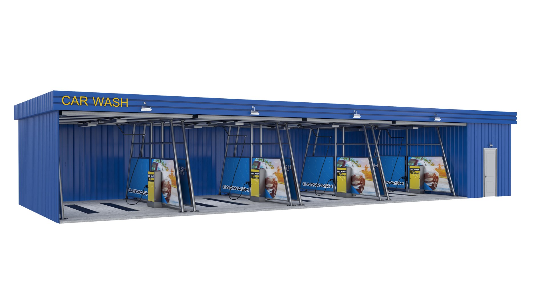 Car Wash Blue Building 3D Model - TurboSquid 2275487