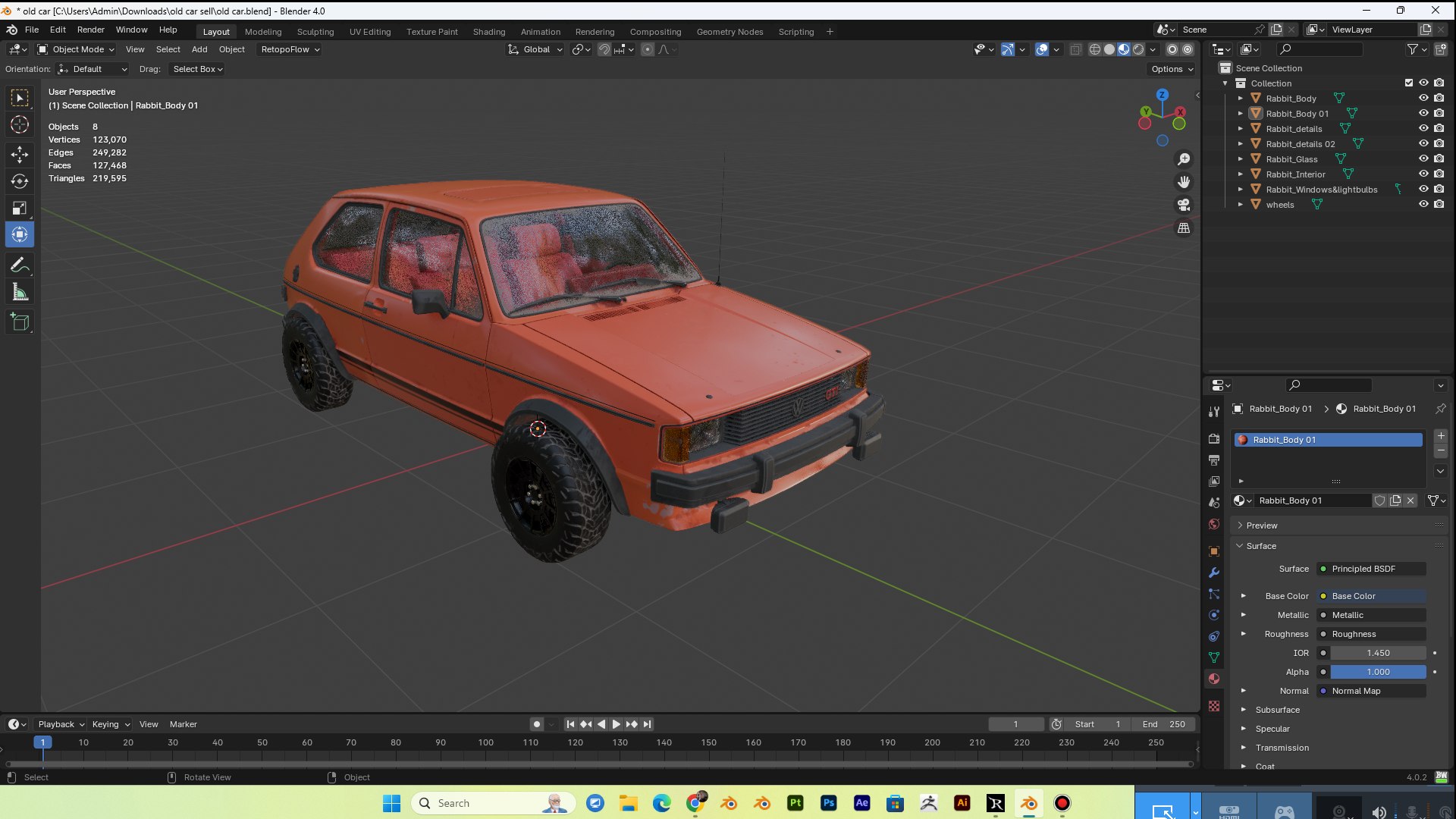 3D Model Realistic Old Car Full Interior And Exterior PBR 4k ...