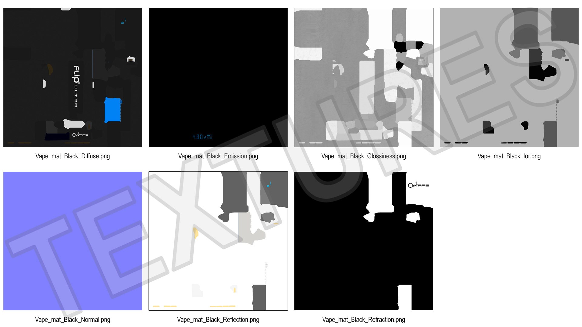 3D Model Vape Mod O2VAPE Flip Ultra Open Black - TurboSquid 2189630
